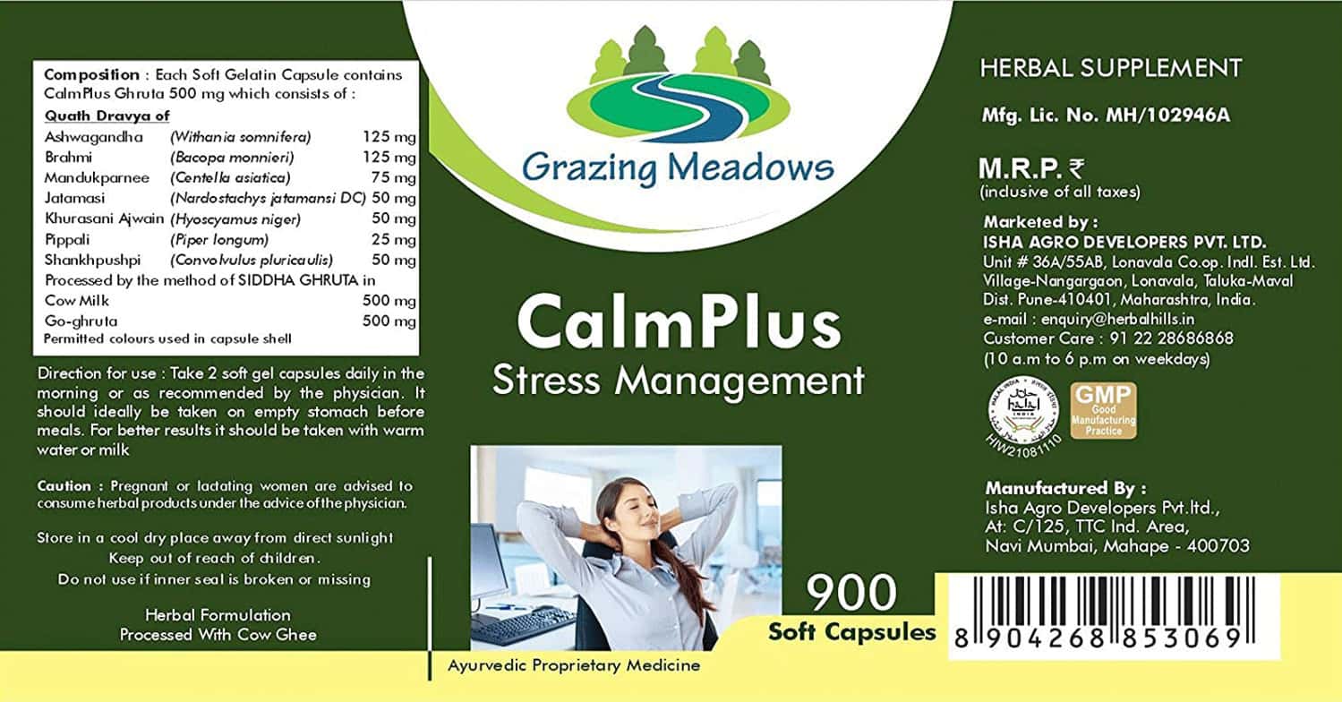 Buy GRAZING MEADOWS CALMPLUS 900 CAPSULES (500MG) FOR STRESS MANAGEMENT ...