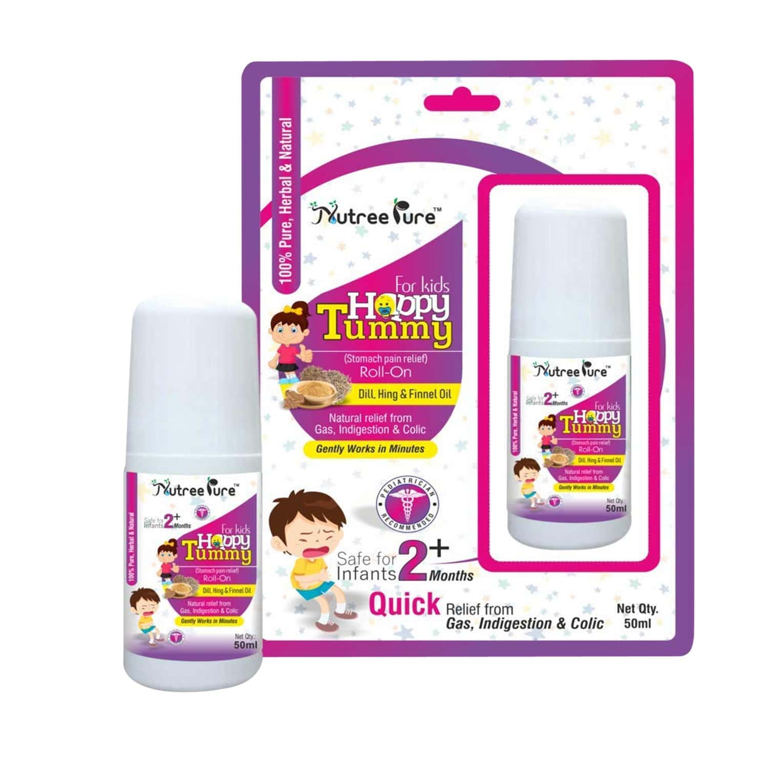 Buy NUTREE PURE TUMMY ROLL FOR KIDS STOMACH LIQUID 50 ML Online & Get ...