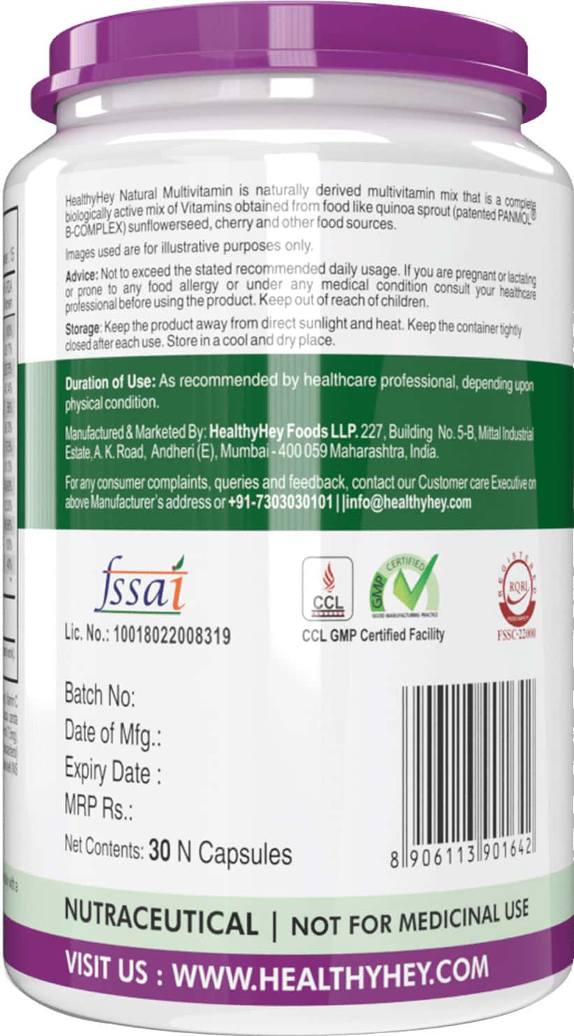 Buy HEALTHYHEY NATURAL MULTIVITAMIN - FOR MEN & WOMEN - 30 VEG ...
