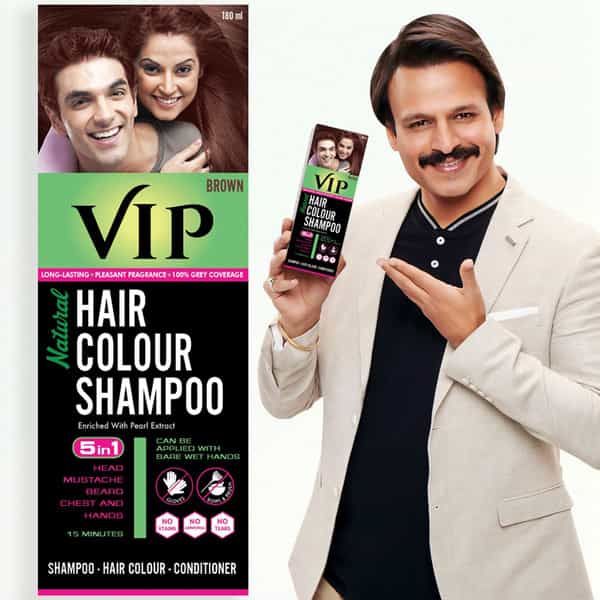 Buy VIP HAIR COLOUR SHAMPOO, 180ML, BROWN FOR MEN AND WOMEN - ENRICHED ...