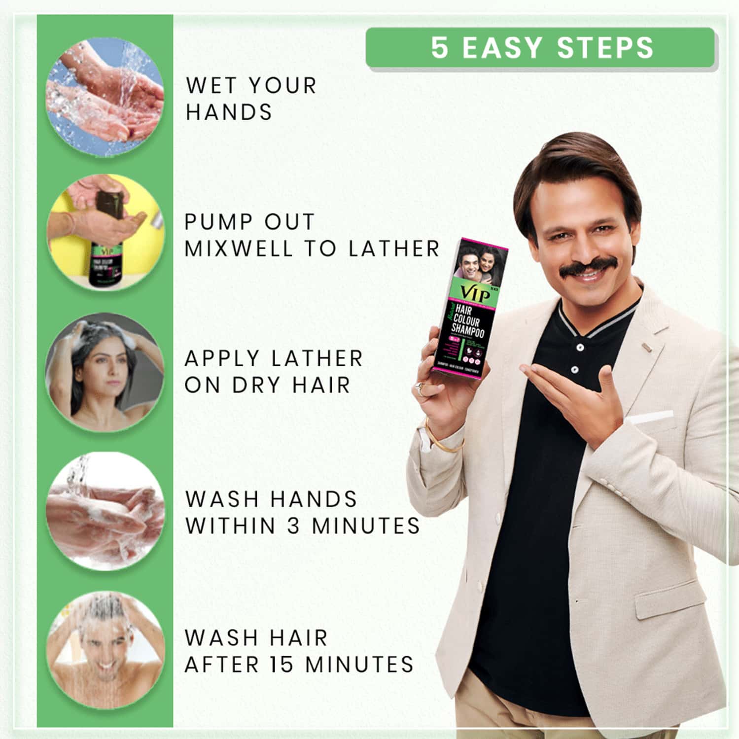 Buy VIP HAIR COLOUR SHAMPOO 180ML BROWN FOR MEN AND WOMEN - ENRICHED ...