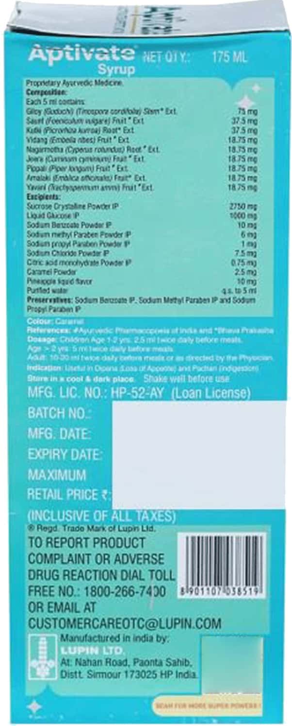 Buy LUPIN LIFE APTIVATE TASTY PINEAPPLE FLAVOR - 175ML WITH FREE DABUR ...