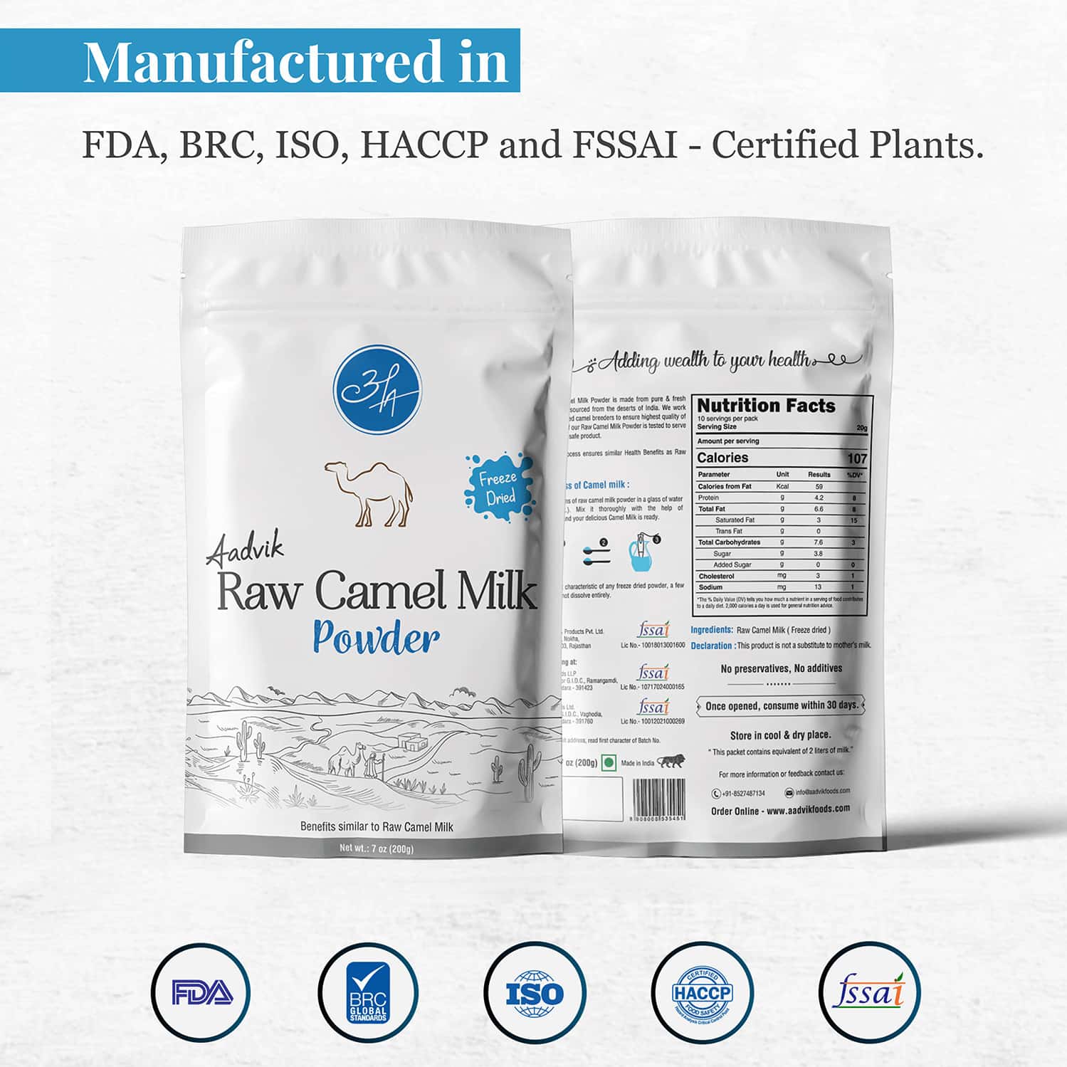Buy AADVIK RAW CAMEL MILK POWDER MADE FROM UNPASTEURIZED CAMEL MILK ...