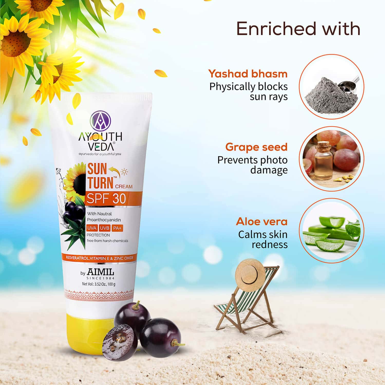 Buy AYOUTHVEDA SUNTURN SPF 30 Online & Get Upto 60% OFF at PharmEasy