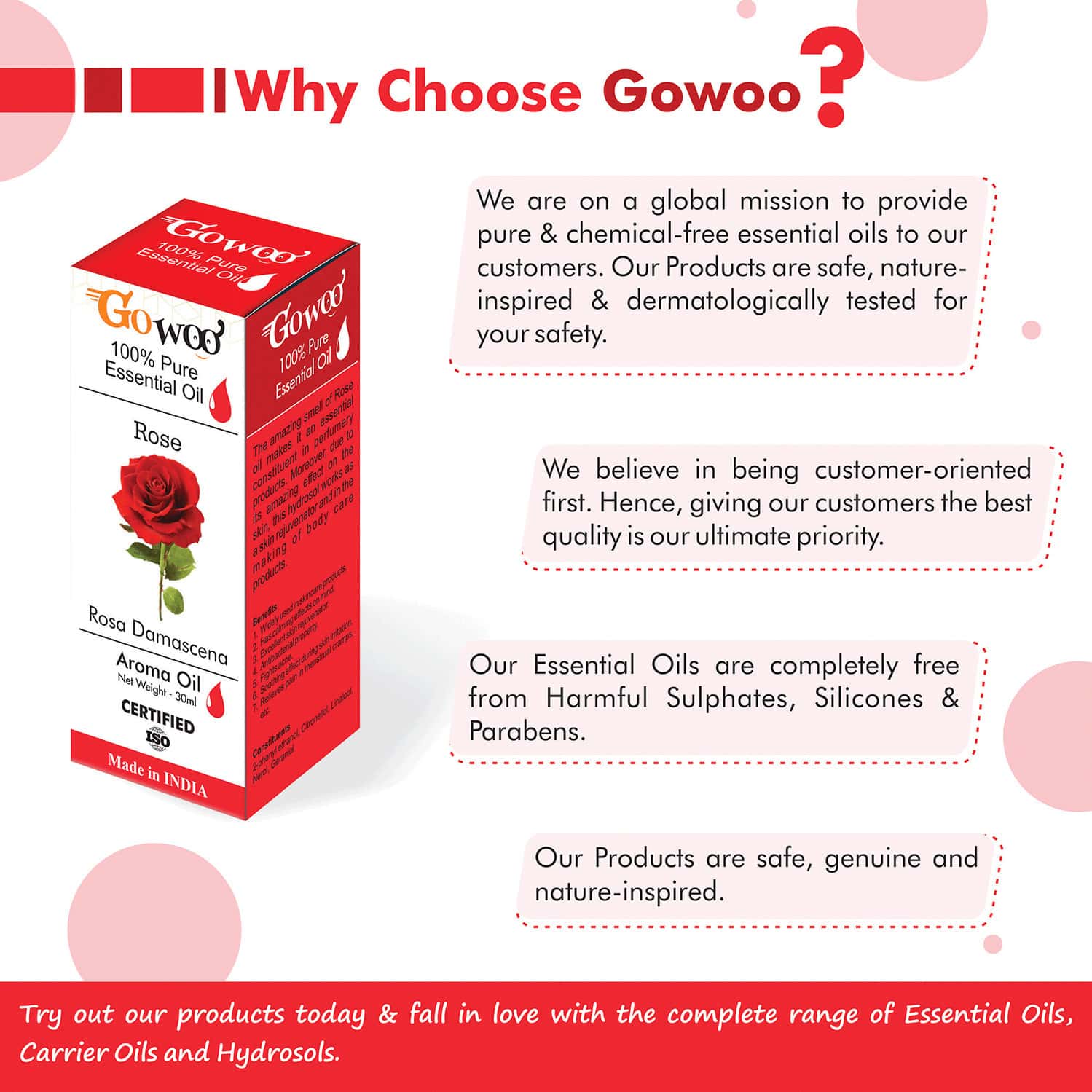 Buy GO WOO 100% PURE ROSE OIL FOR ANTI STRESS SKIN GLOW AROMATHERAPY 30 ...