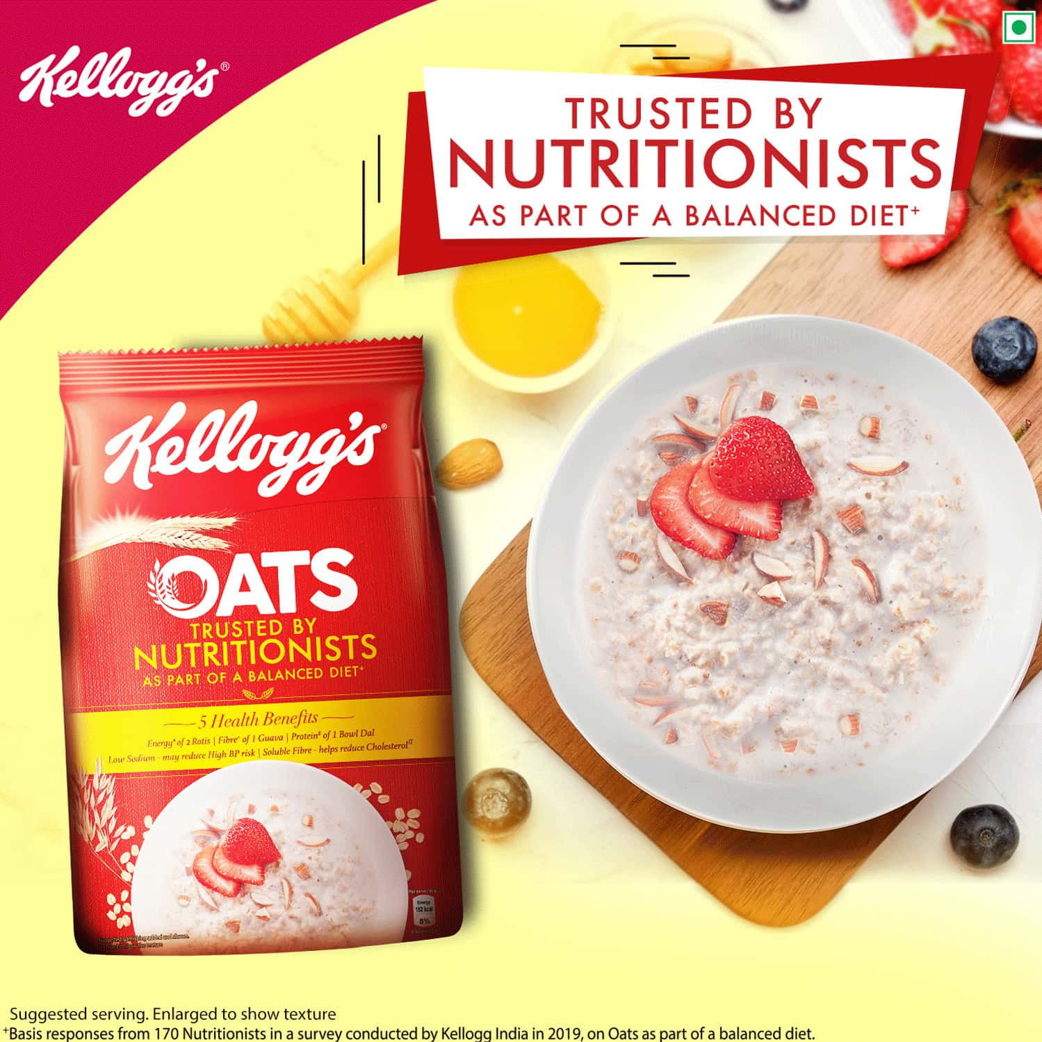 Buy KELLOGG'S OATS TRUSTED BY NUTRITIONISTS 900G POUCH Online & Get ...