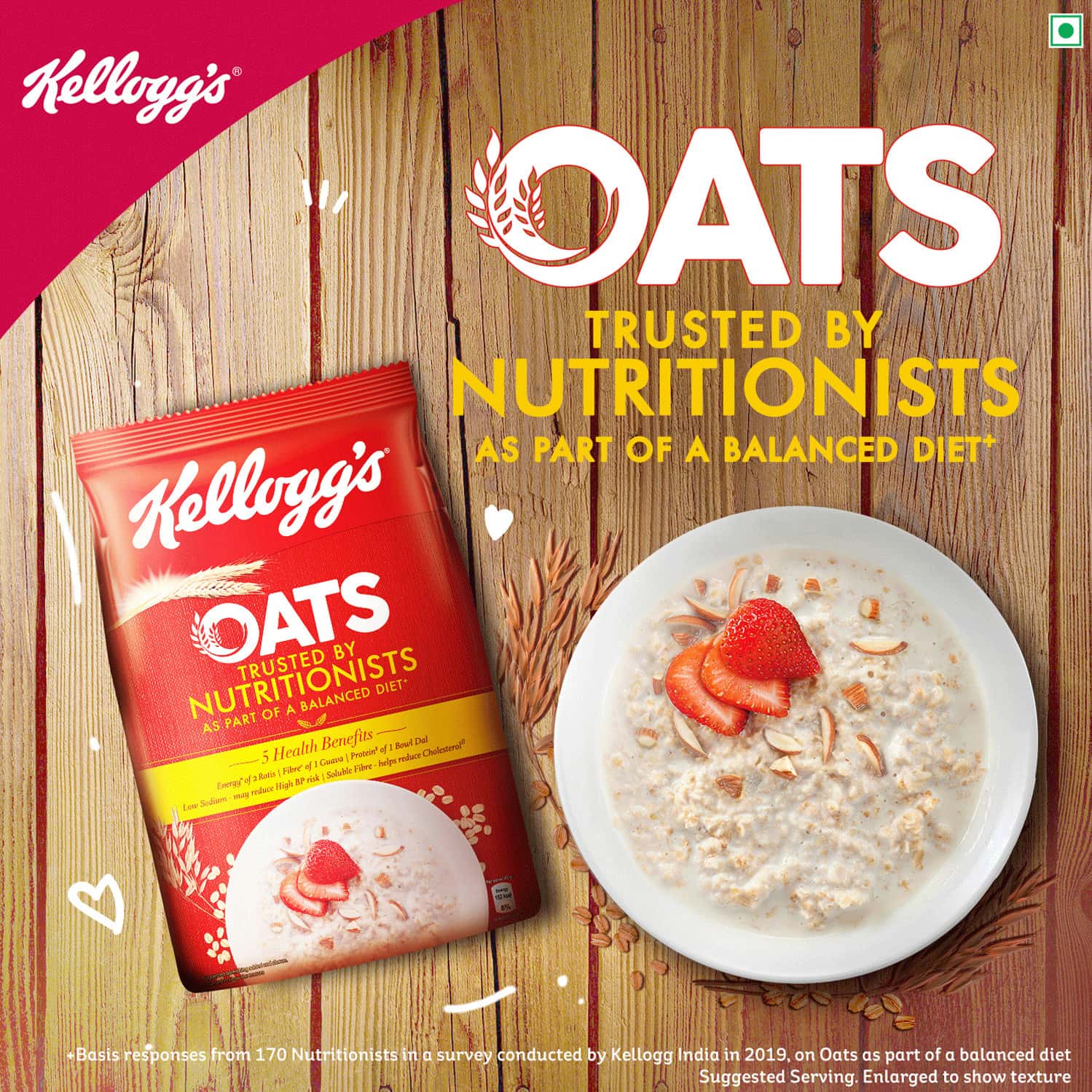 Buy KELLOGG'S OATS TRUSTED BY NUTRITIONISTS 900G POUCH Online & Get ...