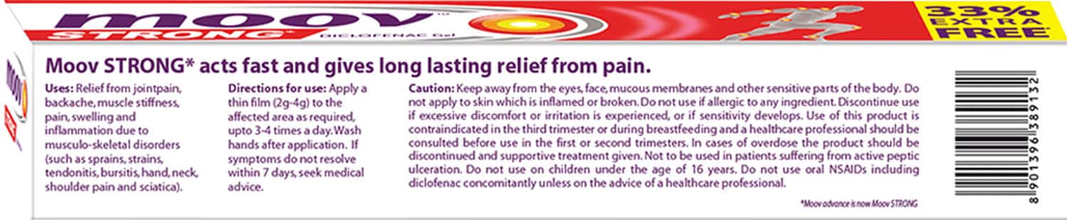 Buy MOOV STRONG DICLOFENAC PAIN RELIEF GEL 15G (WITH 33% EXTRA FREE ...