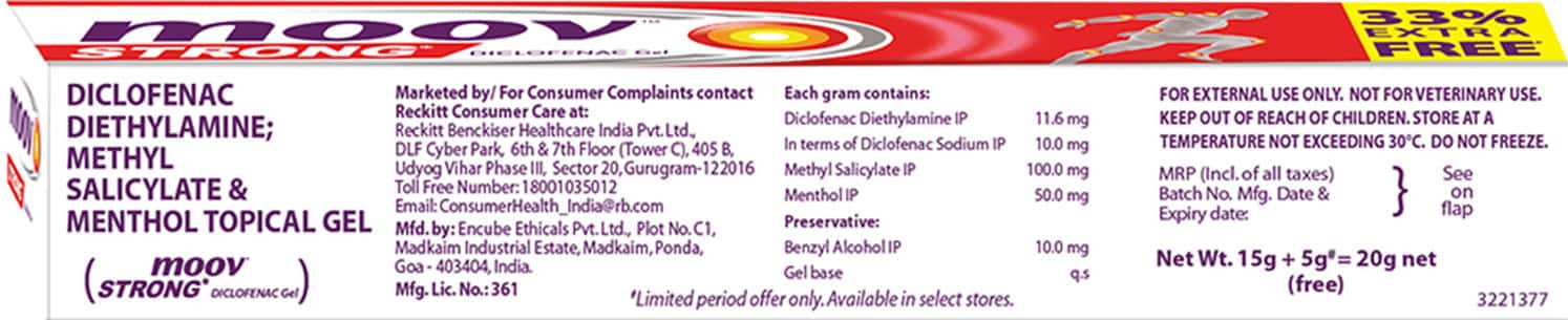 Buy MOOV STRONG DICLOFENAC PAIN RELIEF GEL 15G (WITH 33% EXTRA FREE ...
