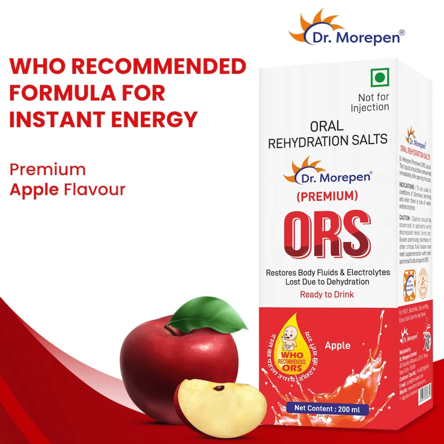 Buy DR. MOREPEN PREMIUM ORS DRINK WITH ELECTROLYTES, APPLE FLAVOUR ...