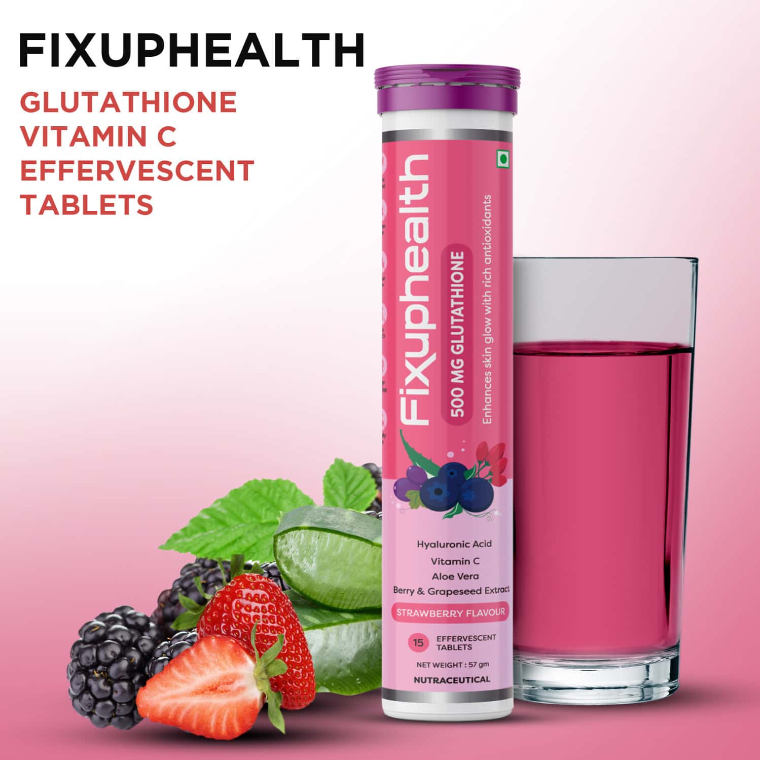 Buy FIXUPHEALTH ELECTROLYTE TABLETS EFFERVESCENT & GLUTATHIONE VIT C ...