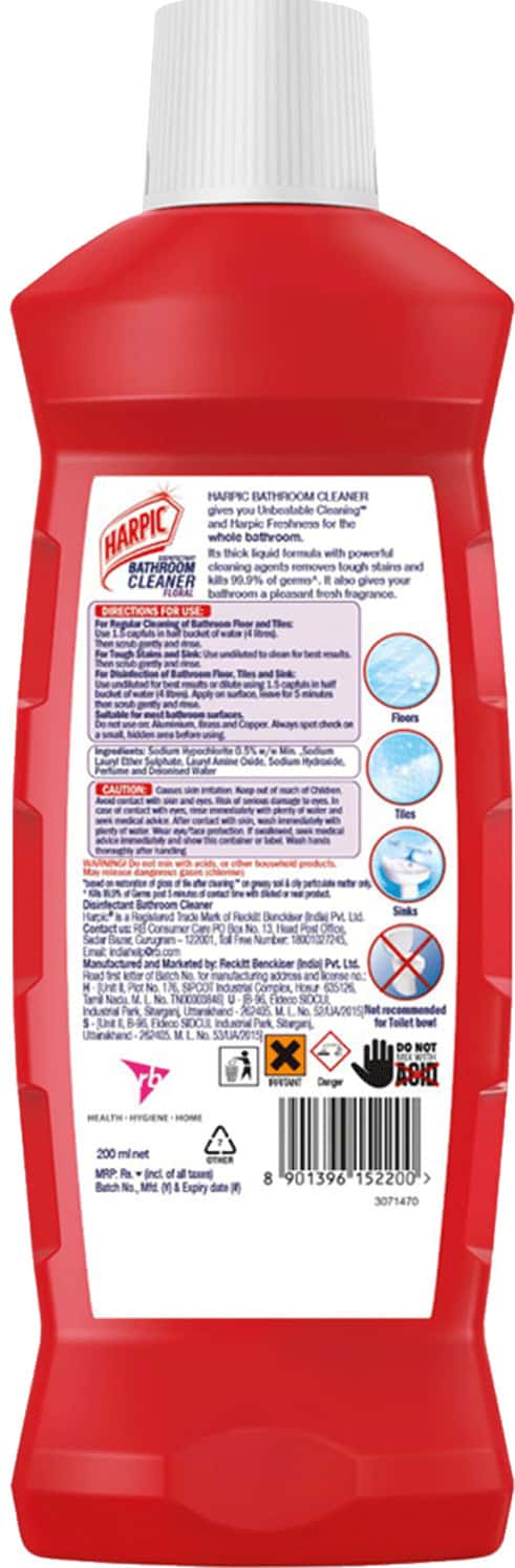 Buy HARPIC FLORAL BATHROOM CLEANER BOTTLE OF 200 ML Online & Get Upto ...