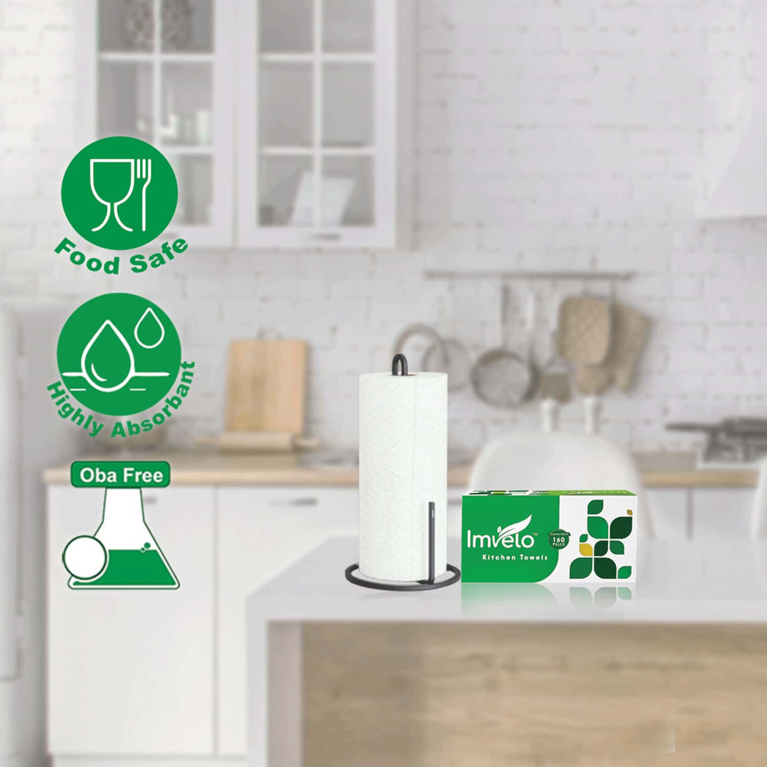 Buy IMVELO 4 PLY KITCHEN TISSUE PAPER ROLL - 4 ROLLS (160 PULLS PER ...