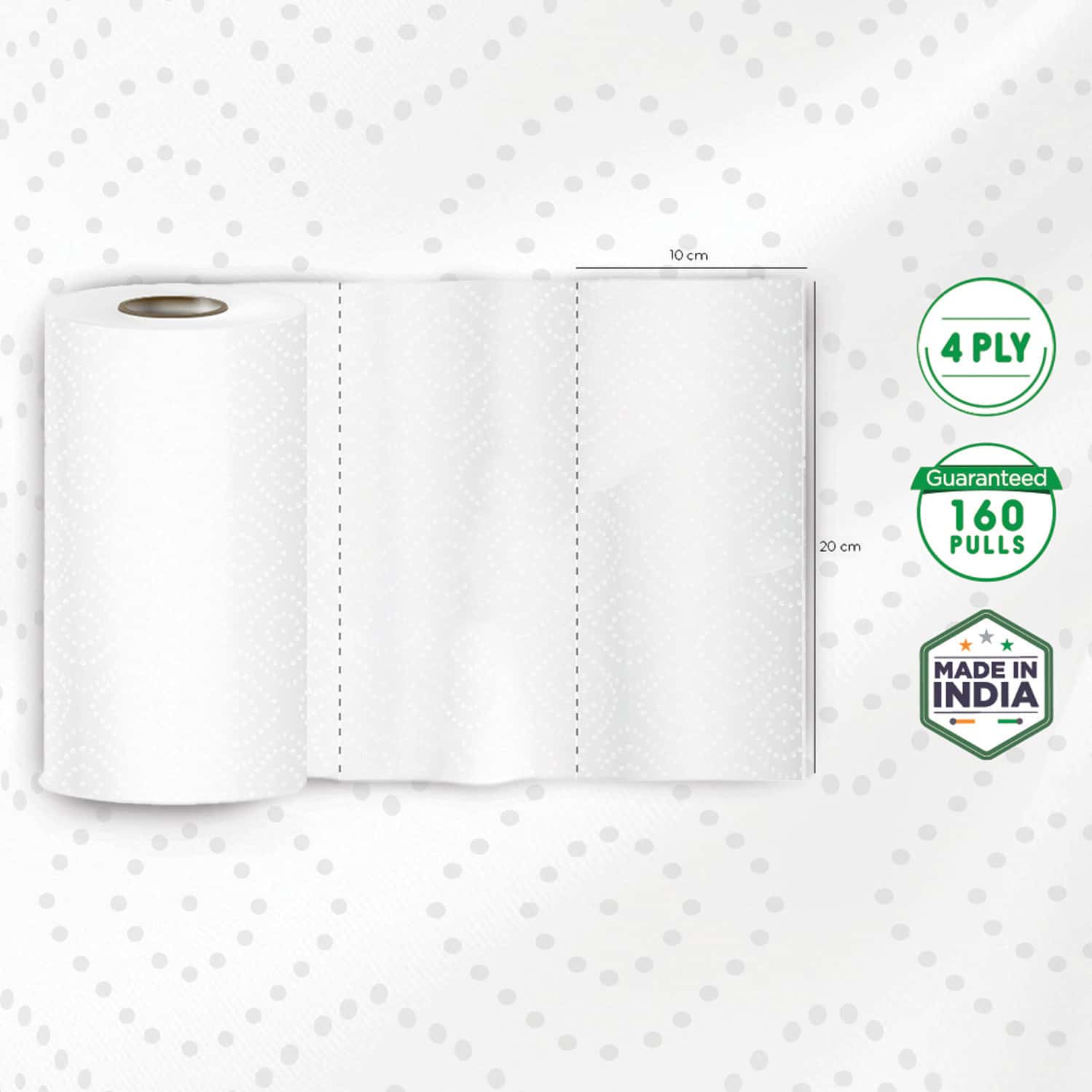 Buy IMVELO 4 PLY KITCHEN TISSUE PAPER ROLL - 4 ROLLS (160 PULLS PER ...