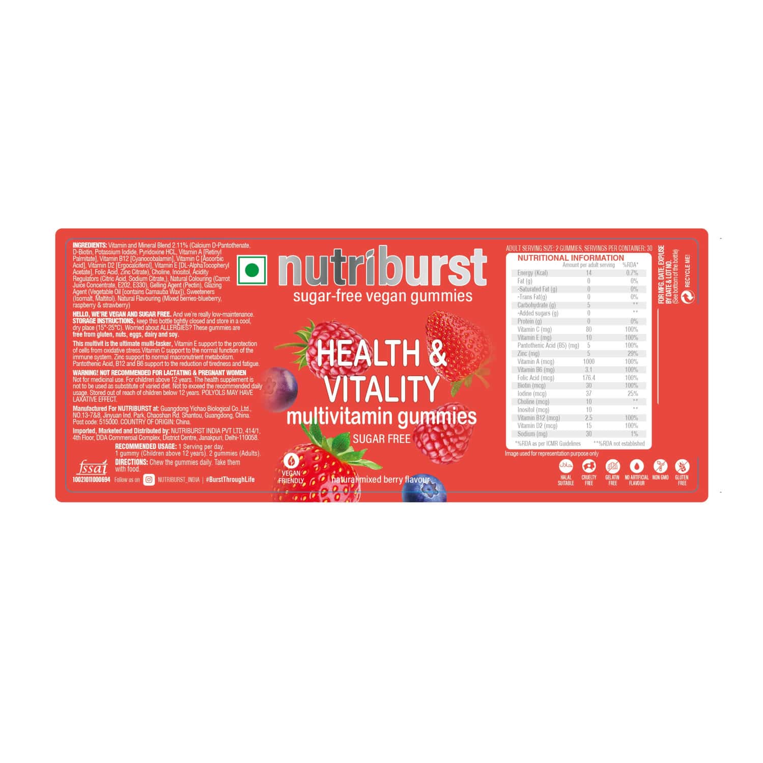Buy NUTRIBURST - HEALTH & VITALITY | VEGAN & SUGAR-FREE MULTIVITAMIN ...