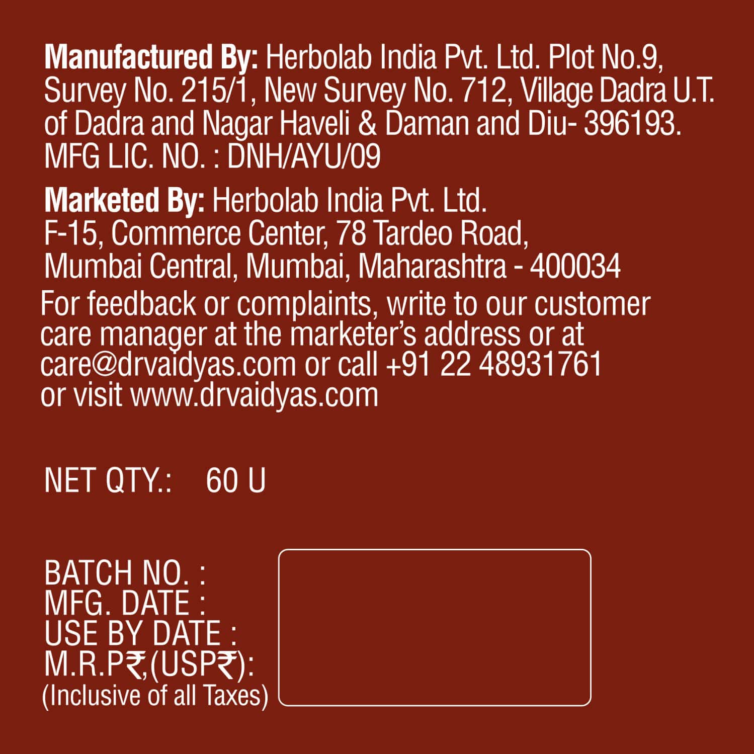 Buy DR. VAIDYA'S SHUDDHA ARJUNA TABLET 60S P3 Online & Get Upto 60% OFF ...