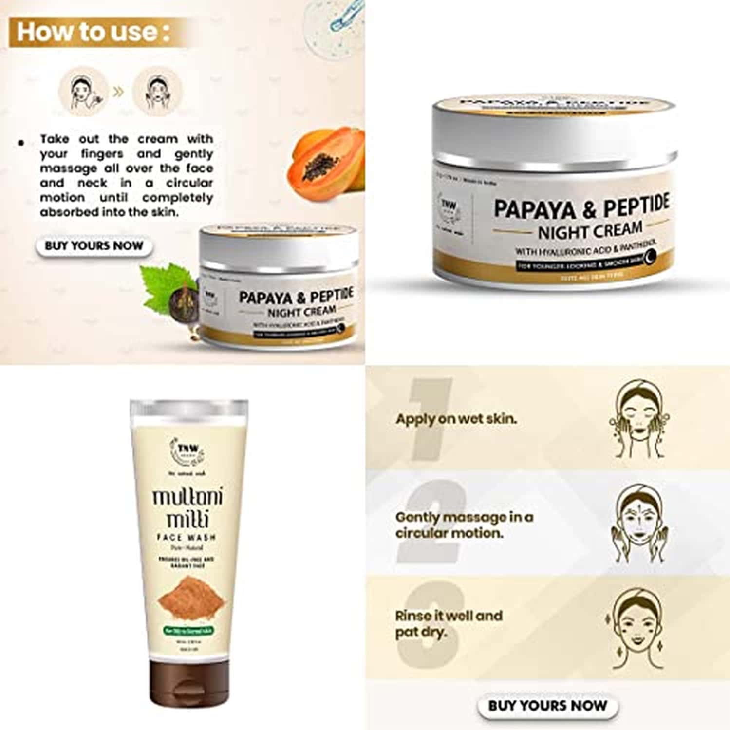 Buy TNW-THE NATURAL WASH COMBO WITH PAPAYA & PEPTIDE NIGHT CREAM ...