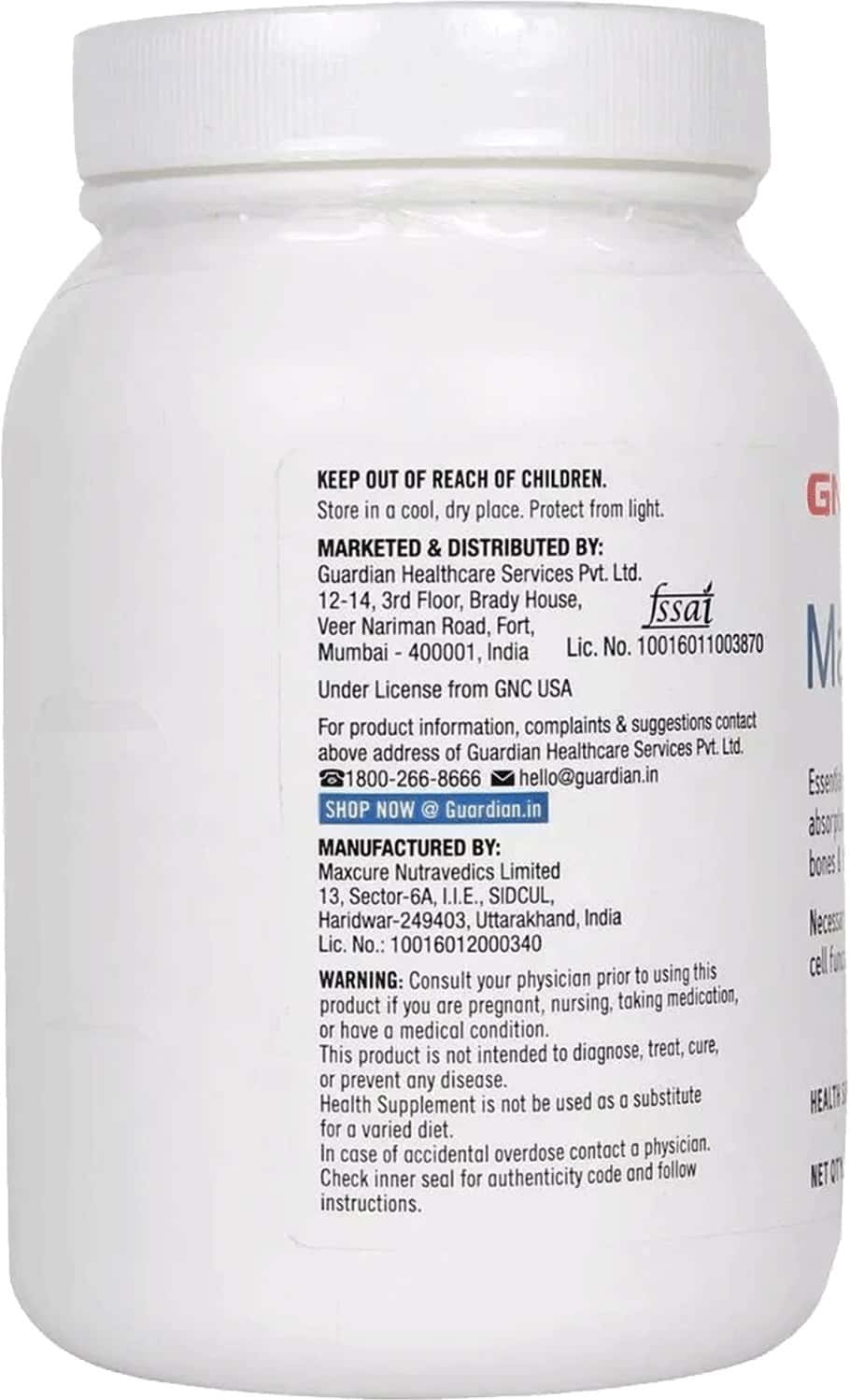 Buy GNC MAGNESIUM 310 MG - 120 VEGETARIAN CAPSULES Online & Get Upto 60 ...