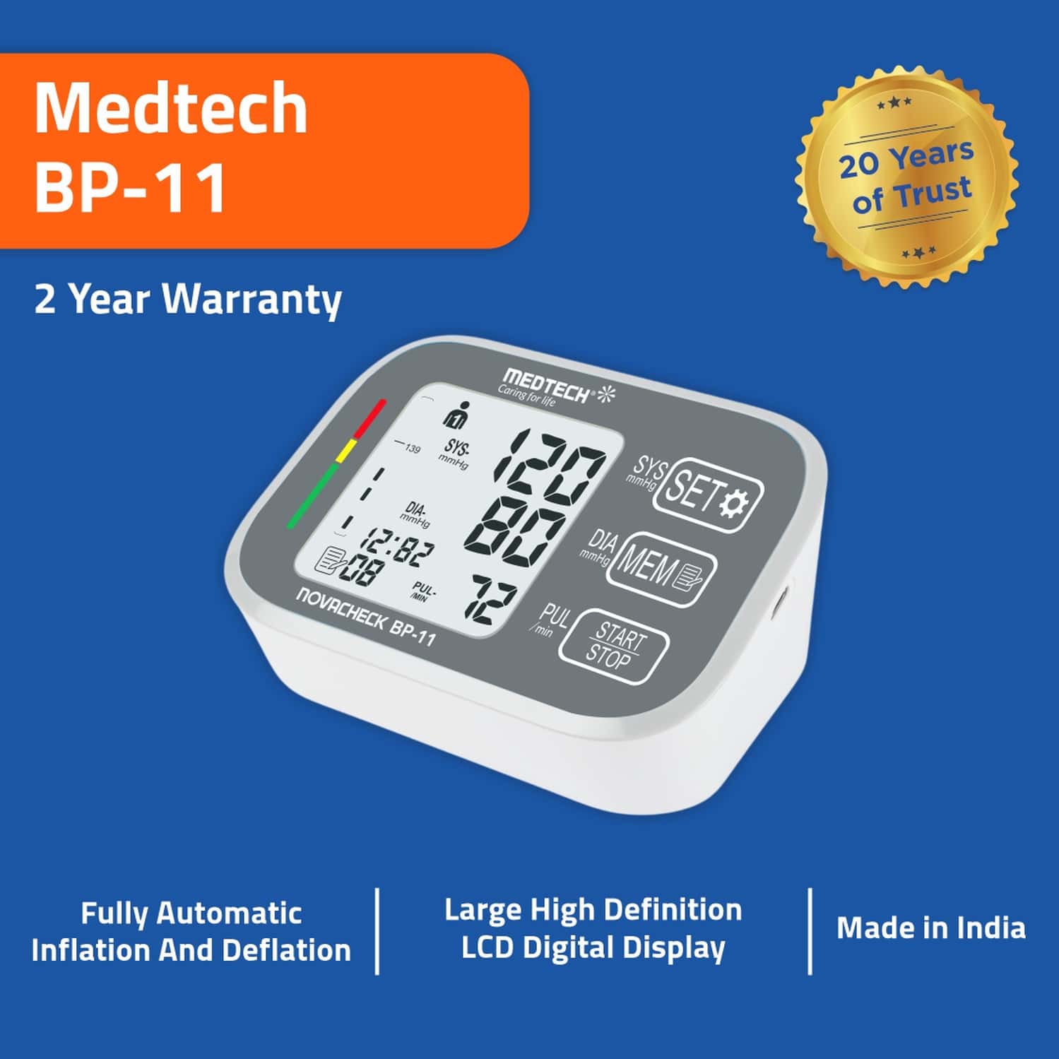 Buy MEDTECH BLOOD PRESSURE MONITOR BP11 Online & Get Upto 60% OFF at PharmEasy