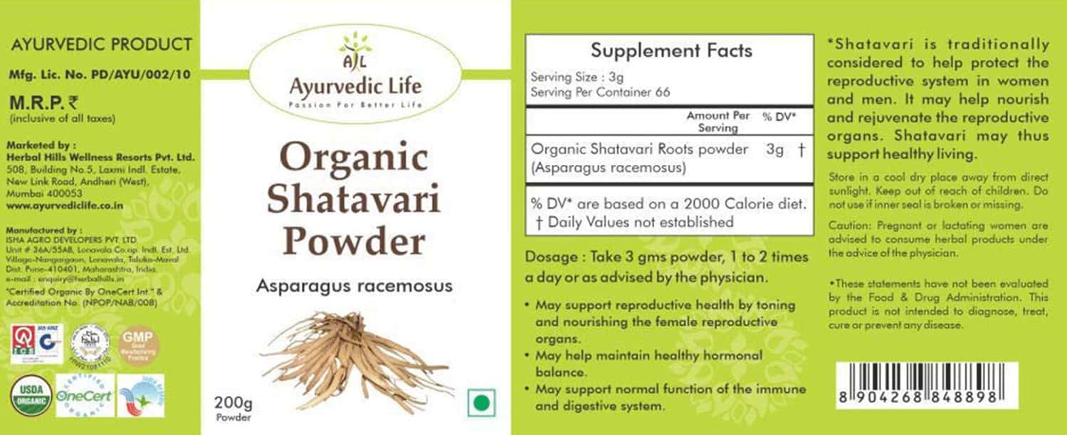 Buy AL-AYURVEDIC LIFE ORGANIC SHATAVARI POWDER 200 GMS PACK OF 2 Online ...
