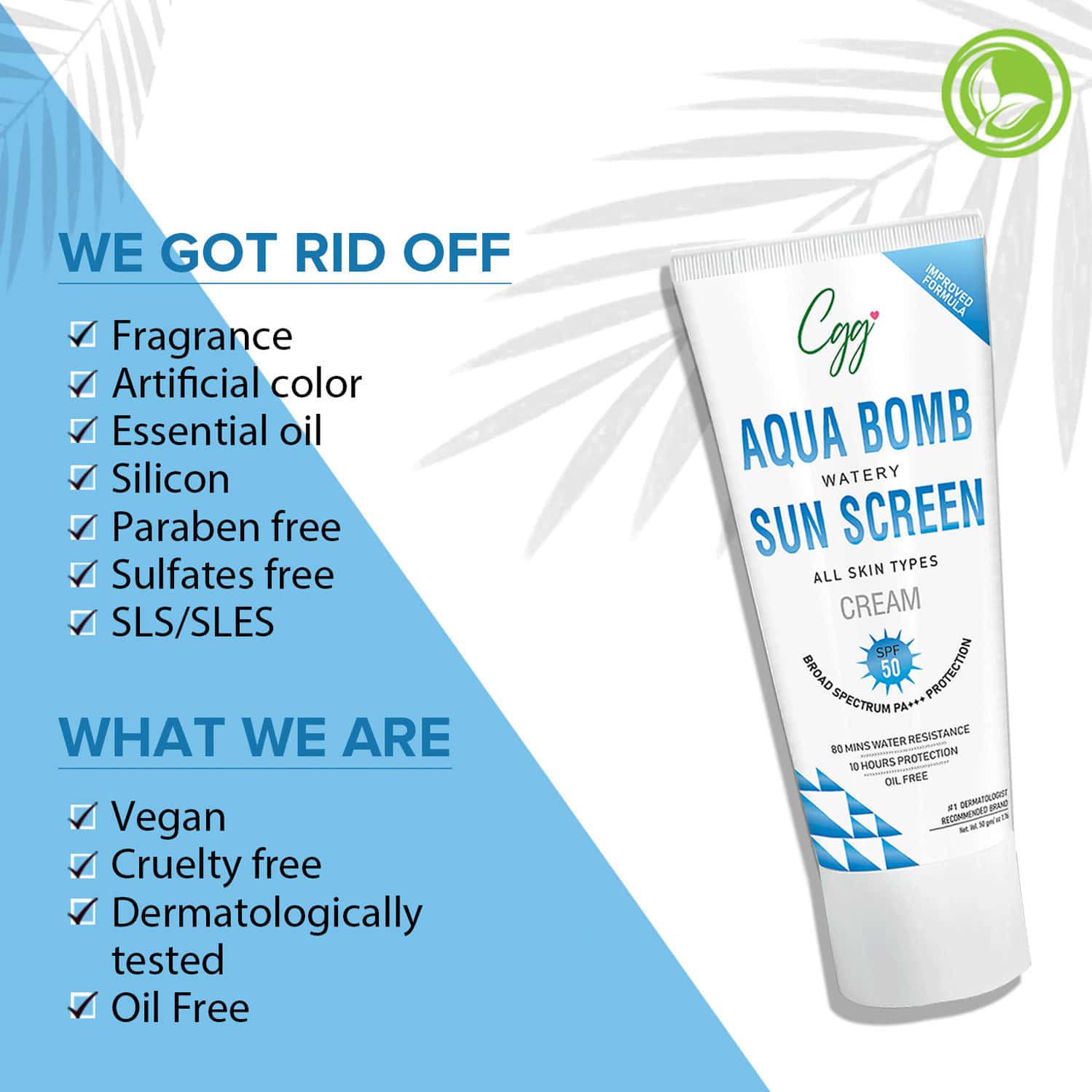 Buy CGG COSMETICS AQUA BOMB WATERY SUNSCREEN CREAM SPF 50 BROAD ...