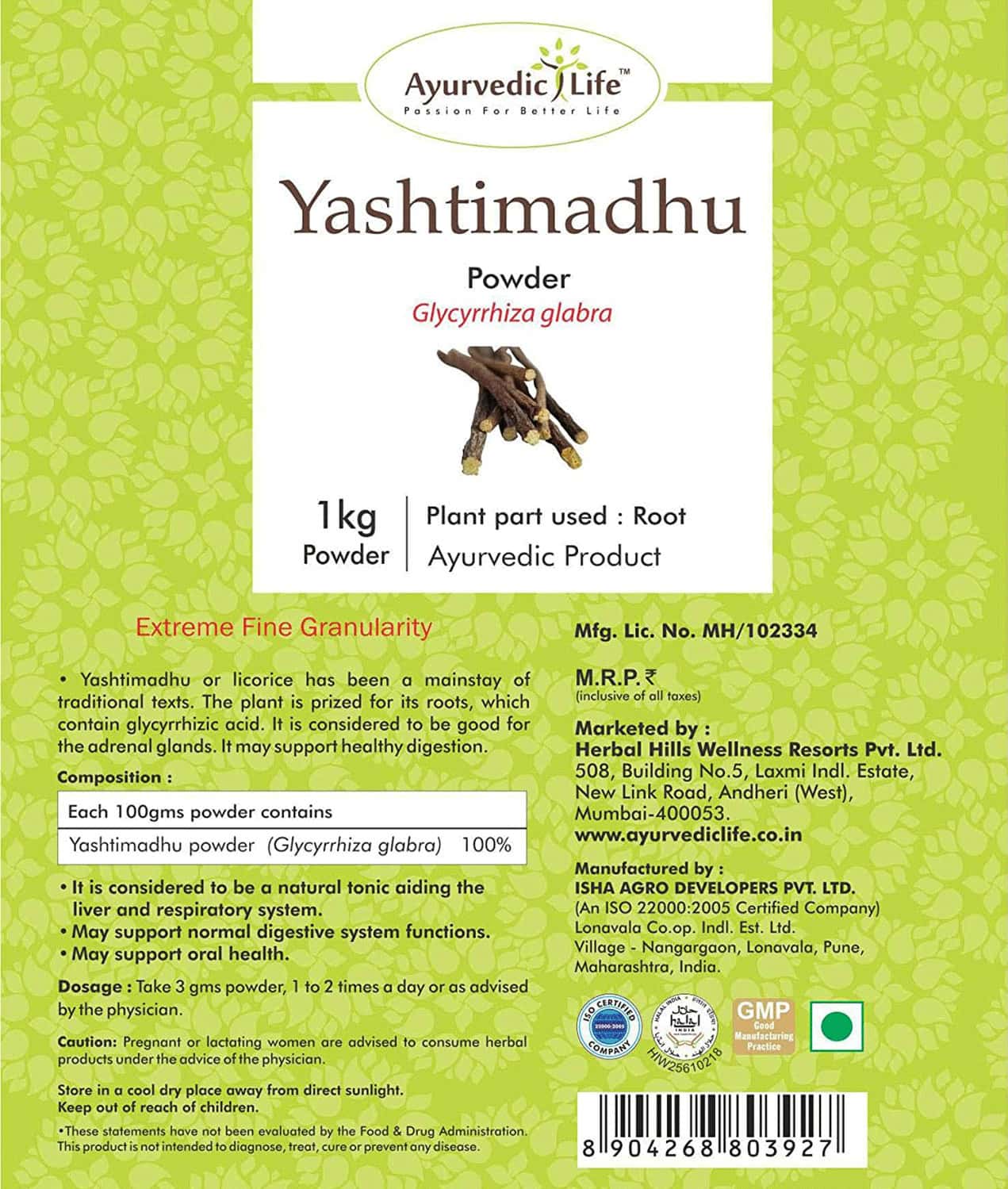 Buy AYURVEDIC LIFE YASHTIMADHU POWDER - 1 KG VALUE PACK OF 4 Online ...