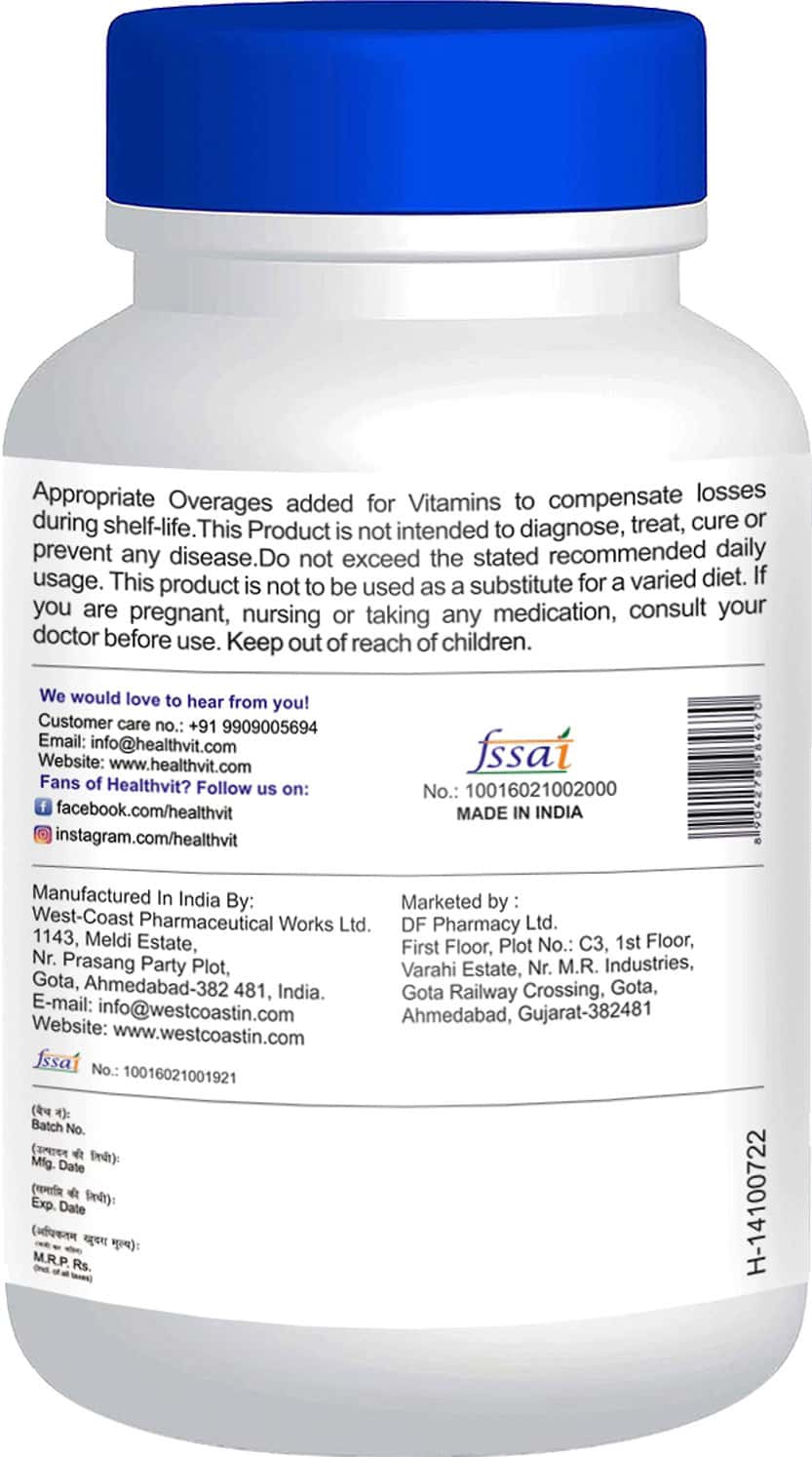 Buy HEALTHVIT CALVITAN-CDM CALCIUM + VITAMIN D + MAGNESIUM - 60 TABLETS ...