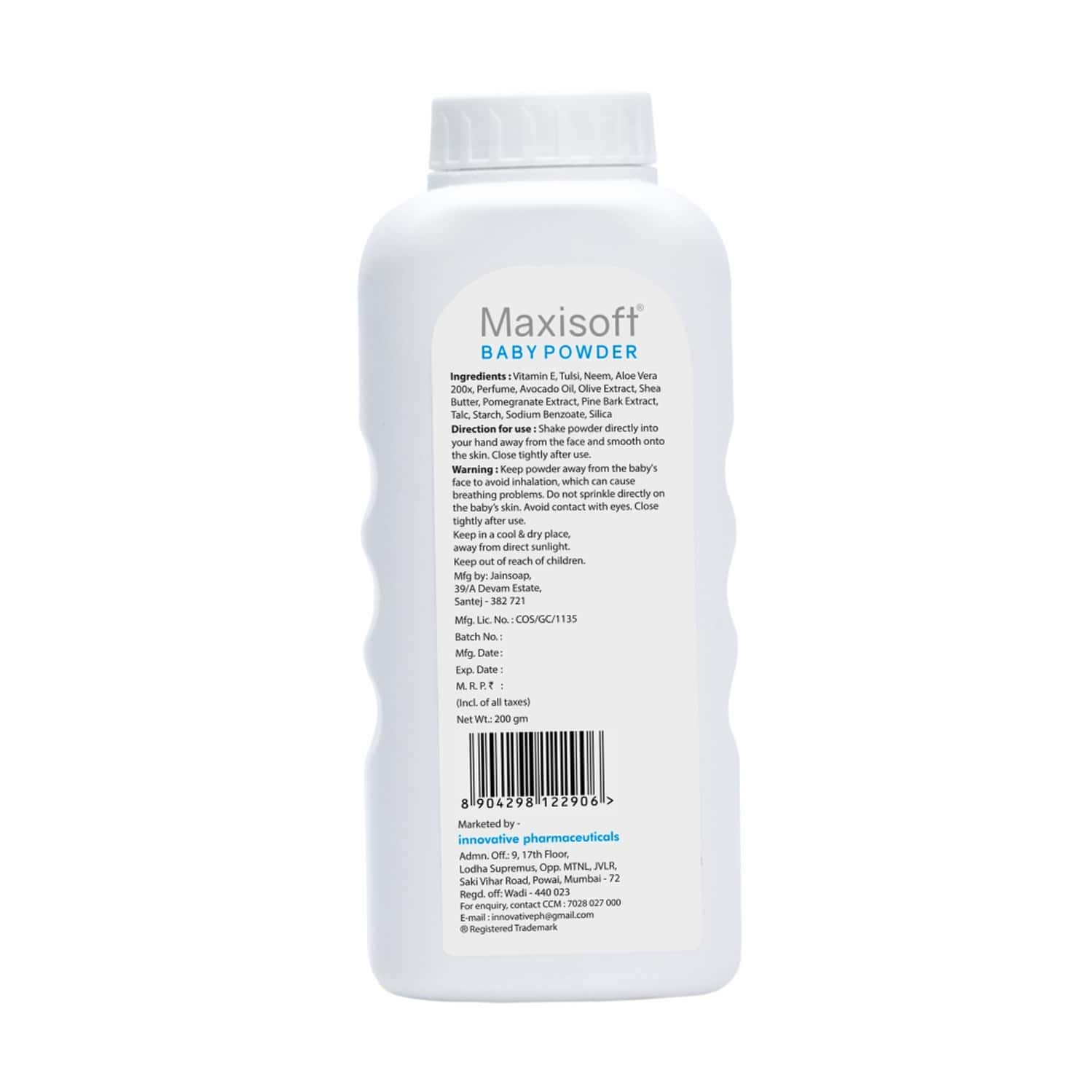 Buy MAXISOFT BABY POWDER 200 GM | WITH TULSI, NEEM, ALOE VERA, SHEA ...
