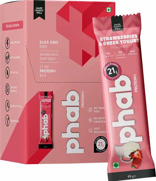 Buy PHAB PROTEIN BAR 21G PROTEIN ZERO TRANS FATS: PACK OF 6X 65G ...