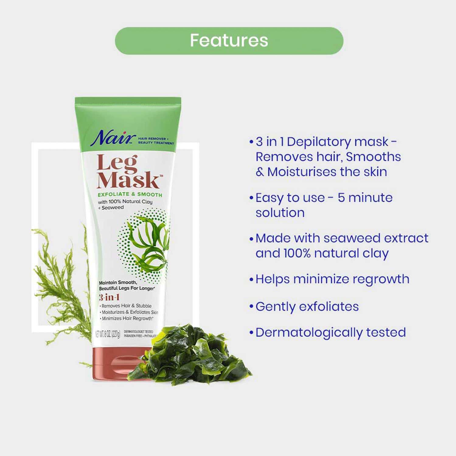 Buy NAIR SEAW CLAY BEAUTY LEG MASK 227 ML Online & Get Upto 60% OFF at ...