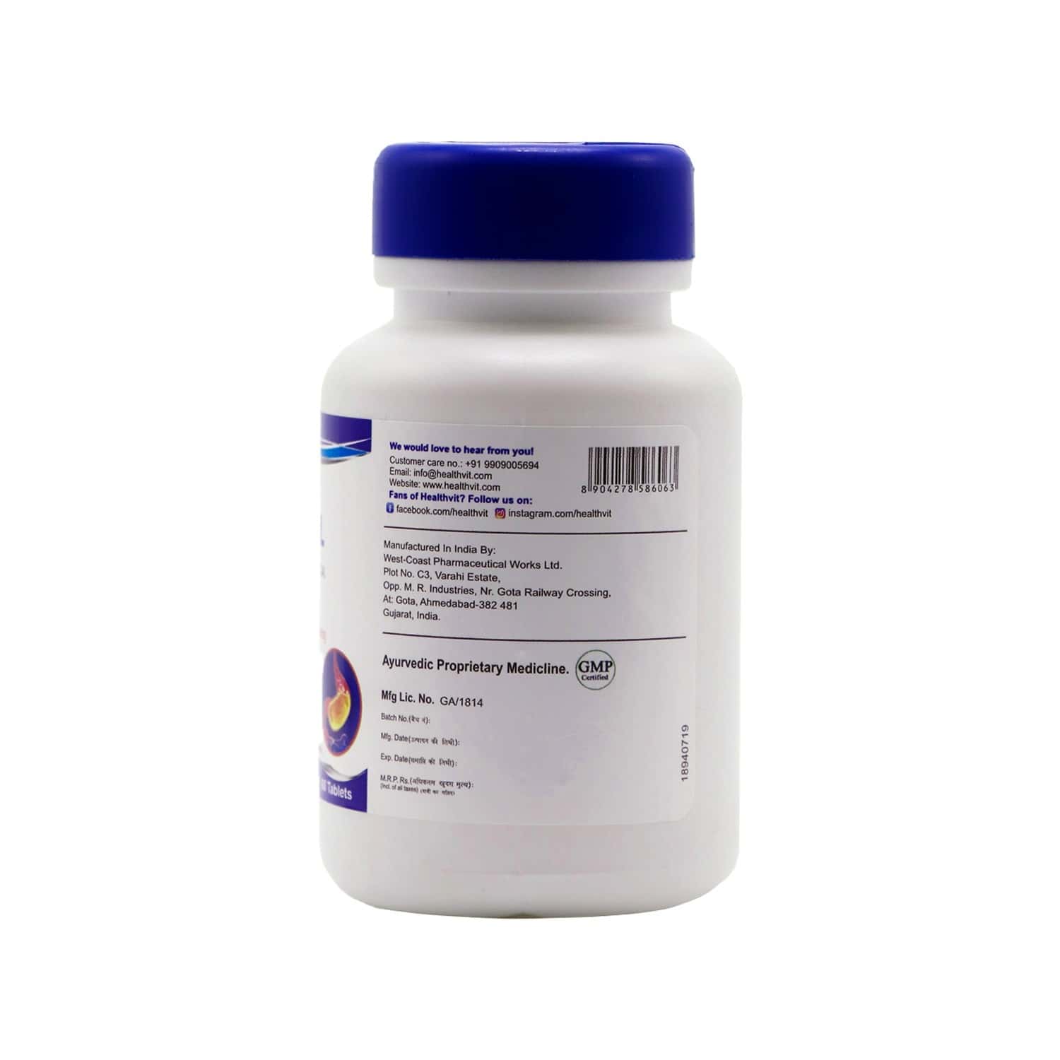 Buy HEALTHVIT R-COL ACTIVATED CHARCOAL 500MG - 60 TABLETS Online & Get ...