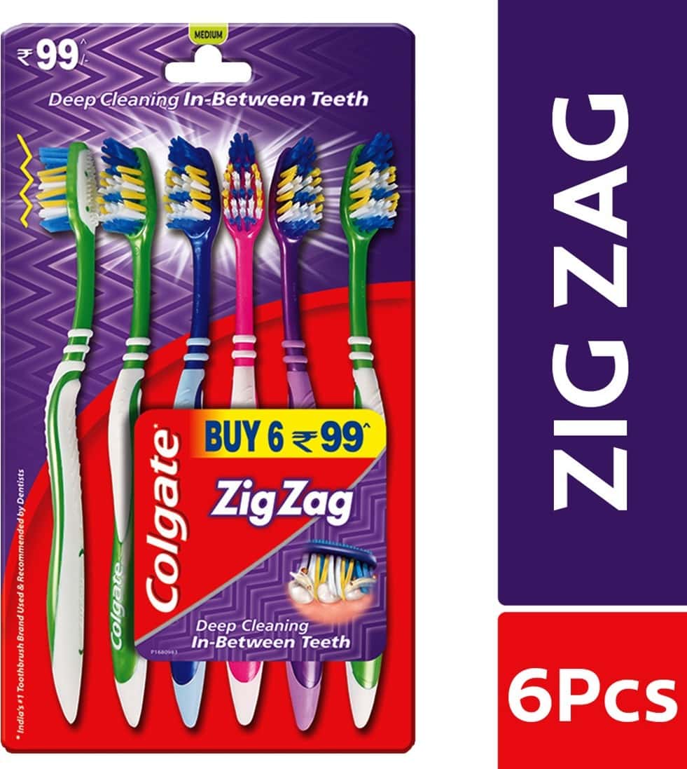 Buy COLGATE ZIGZAG ANTIBACTERIAL TOOTHBRUSH (SOFT PACK OF 6) Online ...
