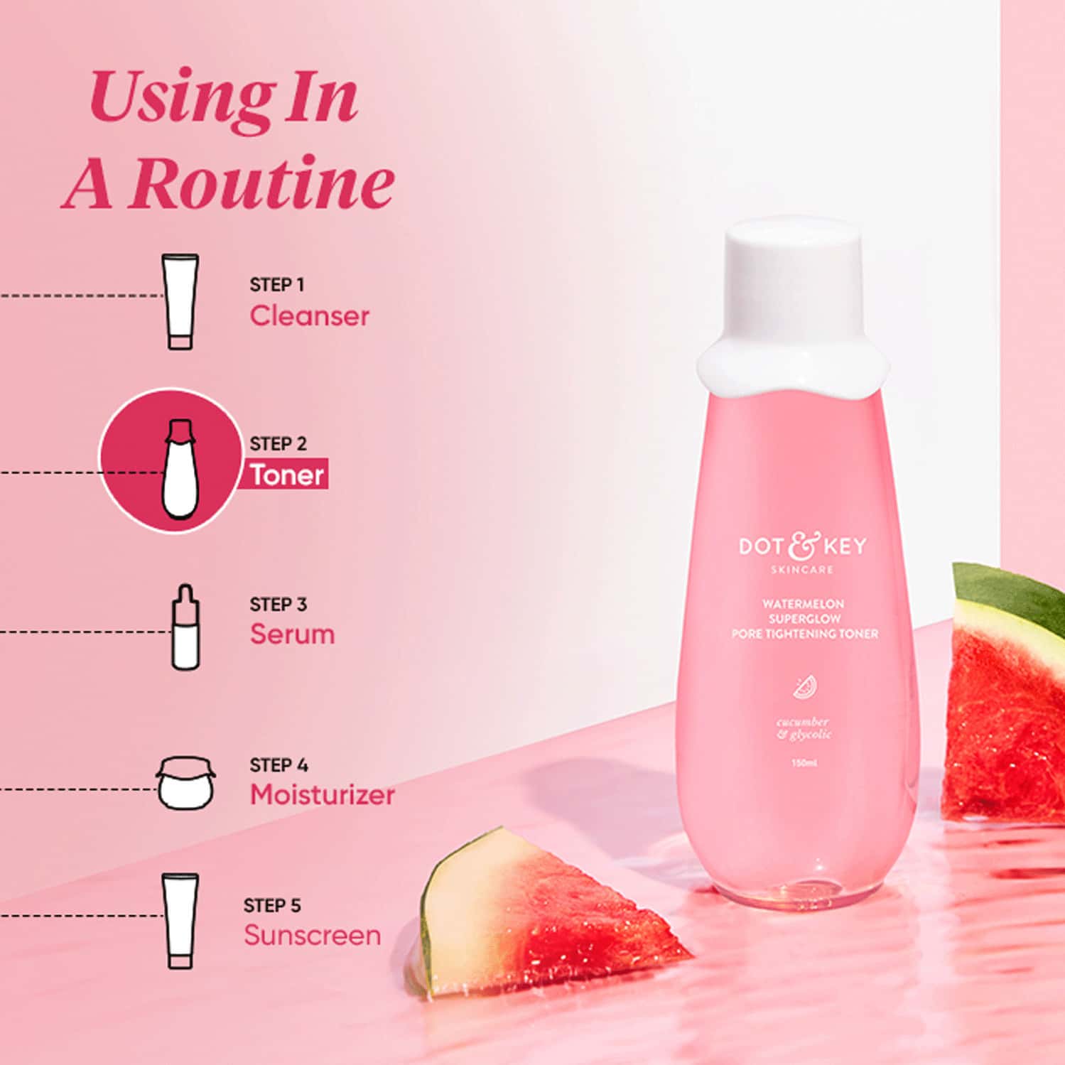 Buy DOT & KEY WATERMELON SUPERGLOW PORE TIGHTENING TONER 150 ML Online ...