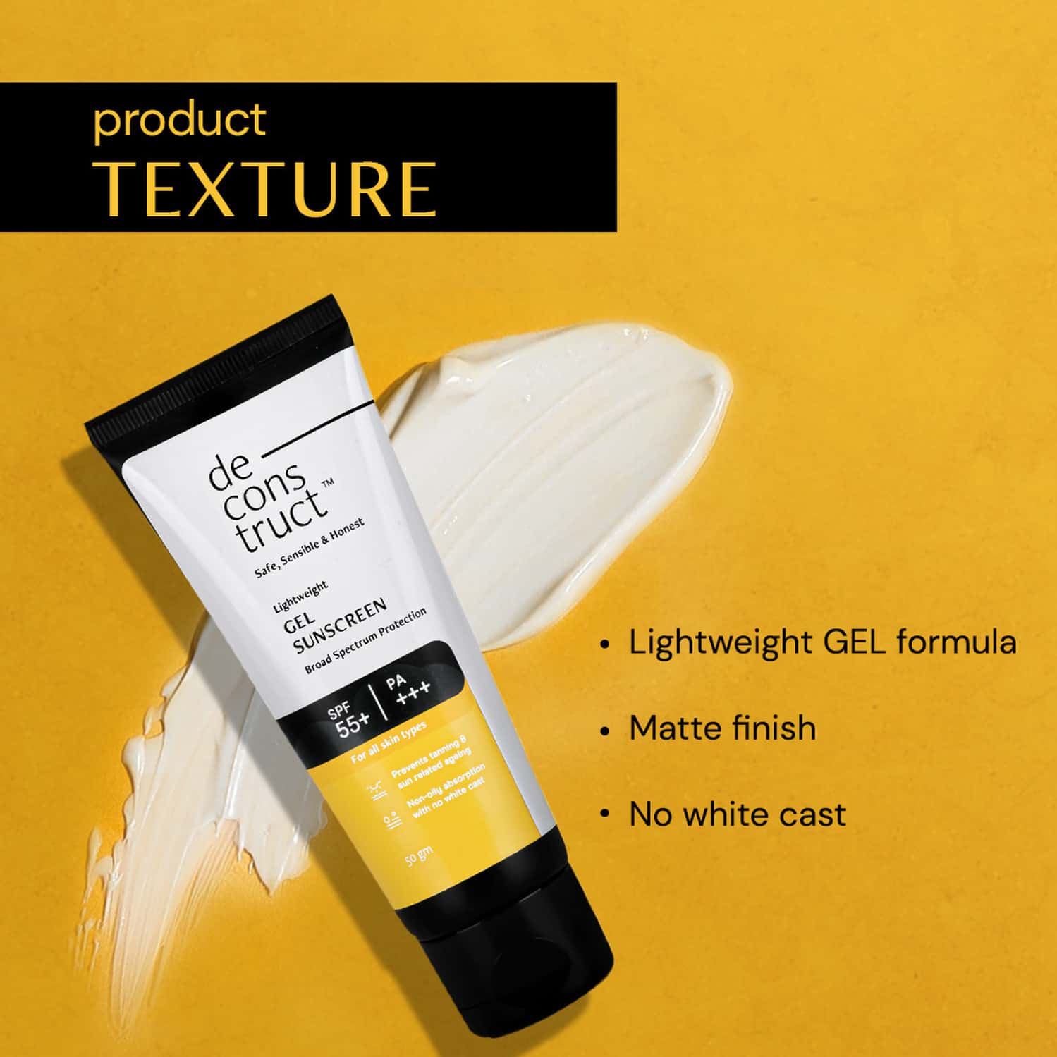 Buy DECONSTRUCT LIGHTWEIGHT GEL SUNSCREEN- SPF 55+ | PA+++ (50 GM ...
