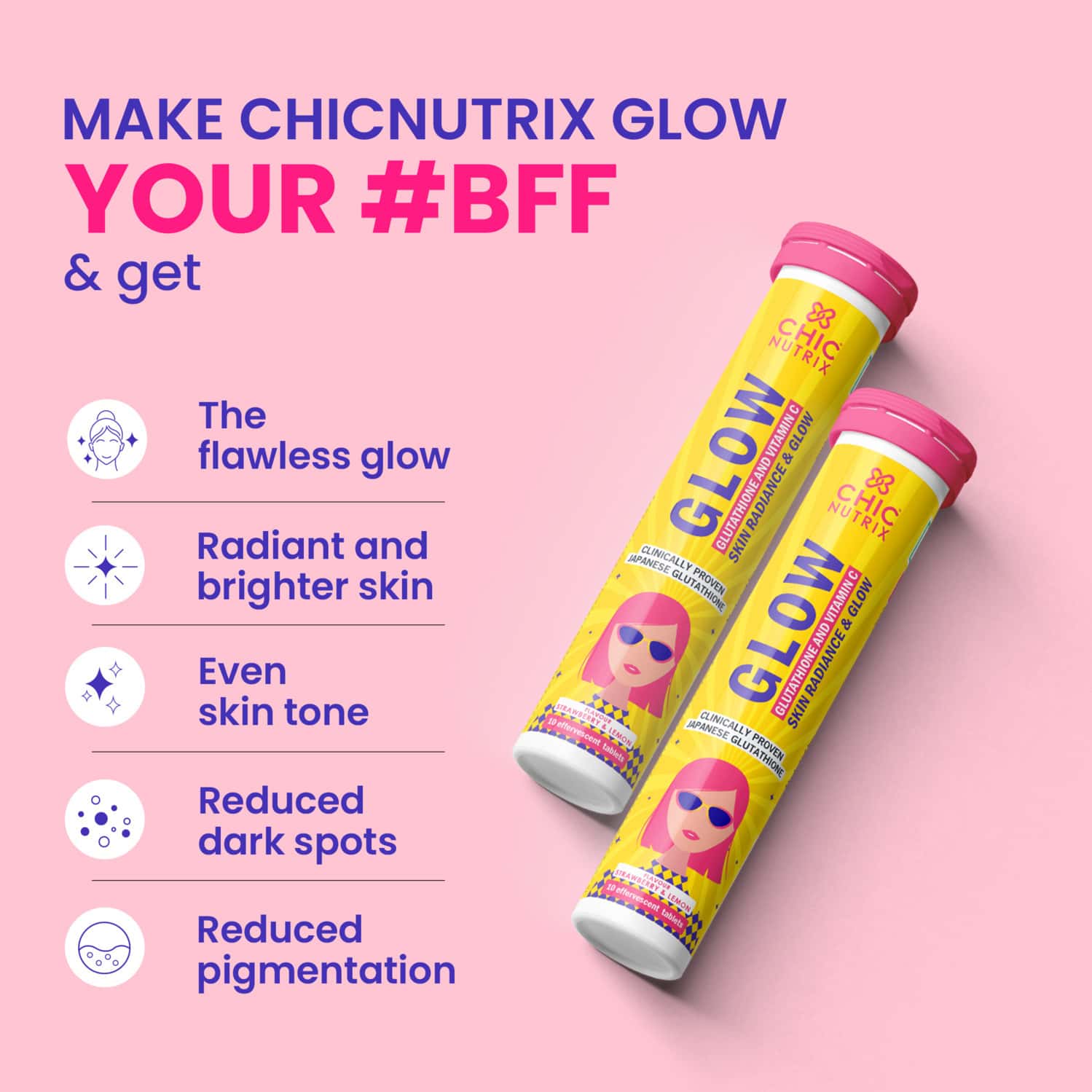 Buy CHICNUTRIX GLOW GLUTATHIONE AND VITAMIN C STRAWBERRY & LEMON ...
