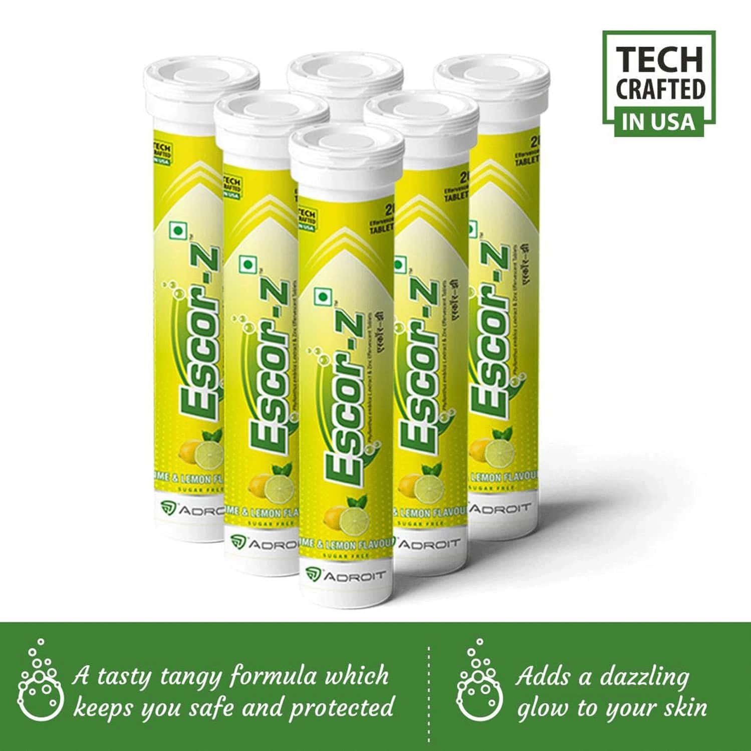 Buy ESCOR-Z EFFERVESCENT TABLETS | LIME & LEMON FLAVOR | 20 TABLETS ...