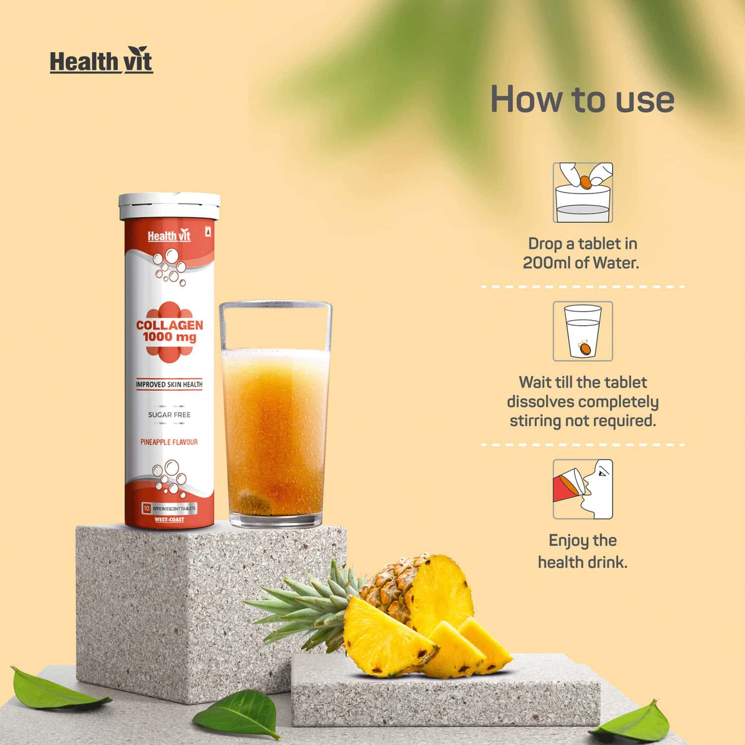 Buy HEALTHVIT COLLAGEN 1000MG COLLAGEN PEPTIDES - 10 EFFERVESCENT ...