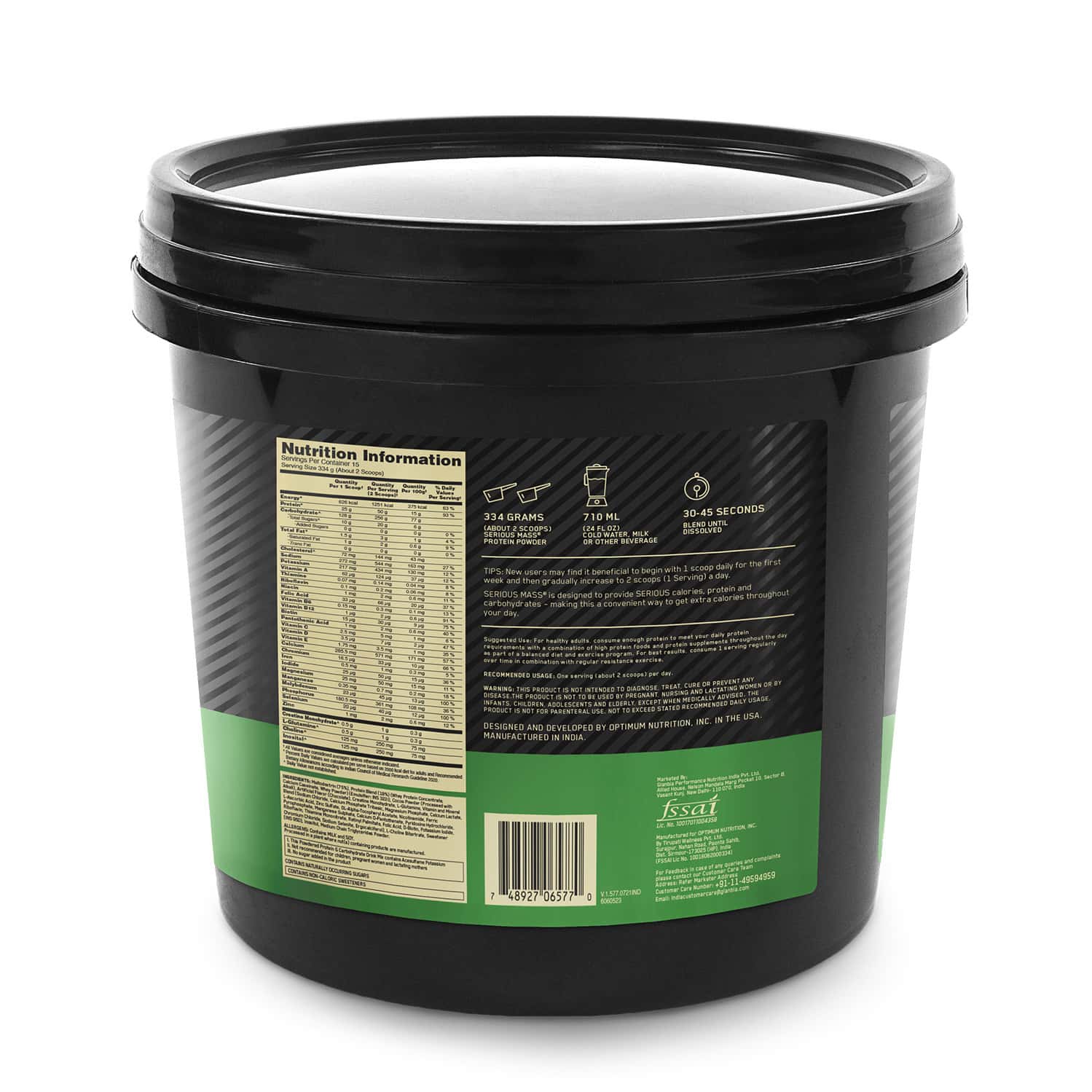 Buy OPTIMUM NUTRITION (ON) SERIOUS MASS HIGH WEIGHT GAIN POWDER - 11 ...