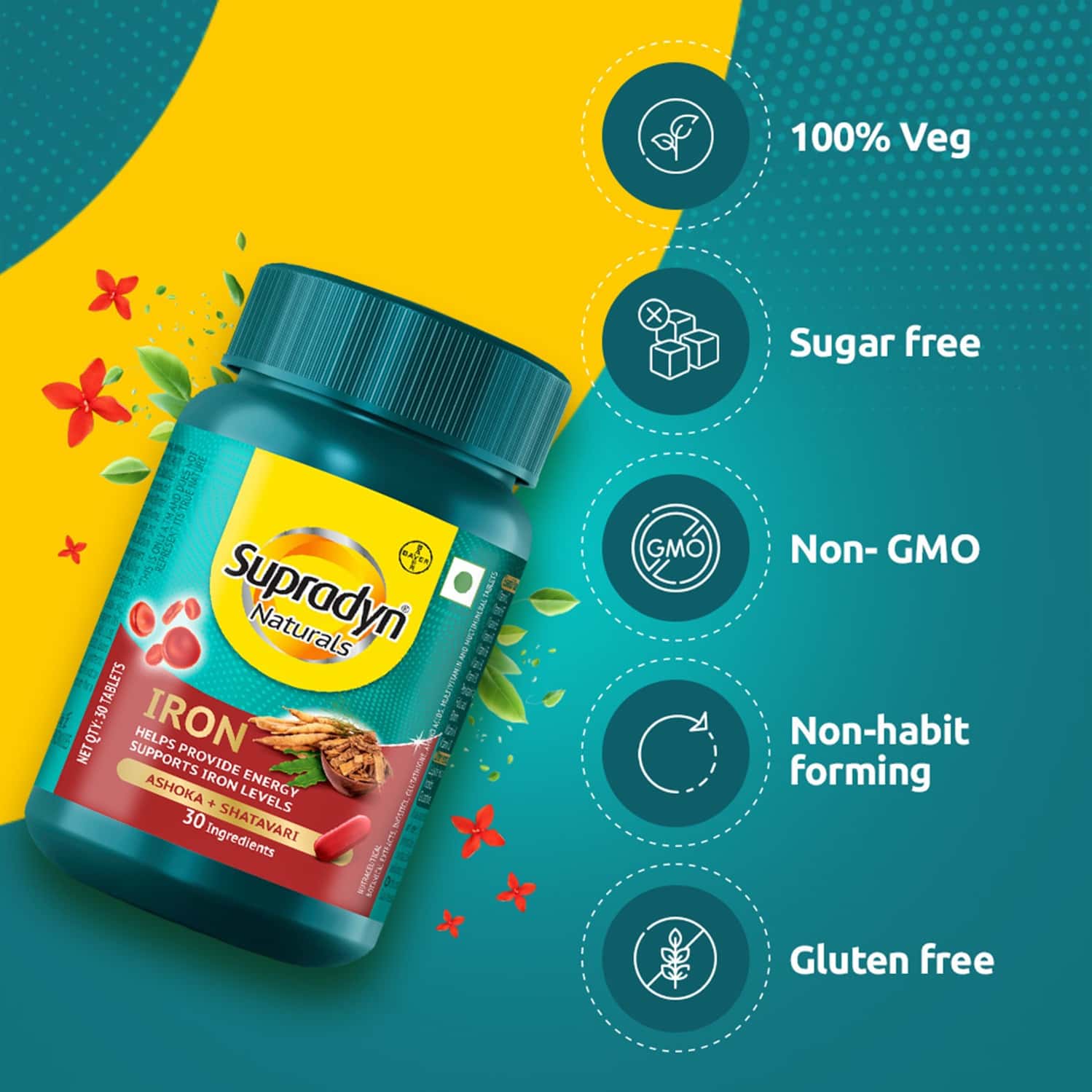 Buy SUPRADYN NATURALS IRON ASHOKA + SHATAVARI PROVIDES BLOOD HEALTH ...