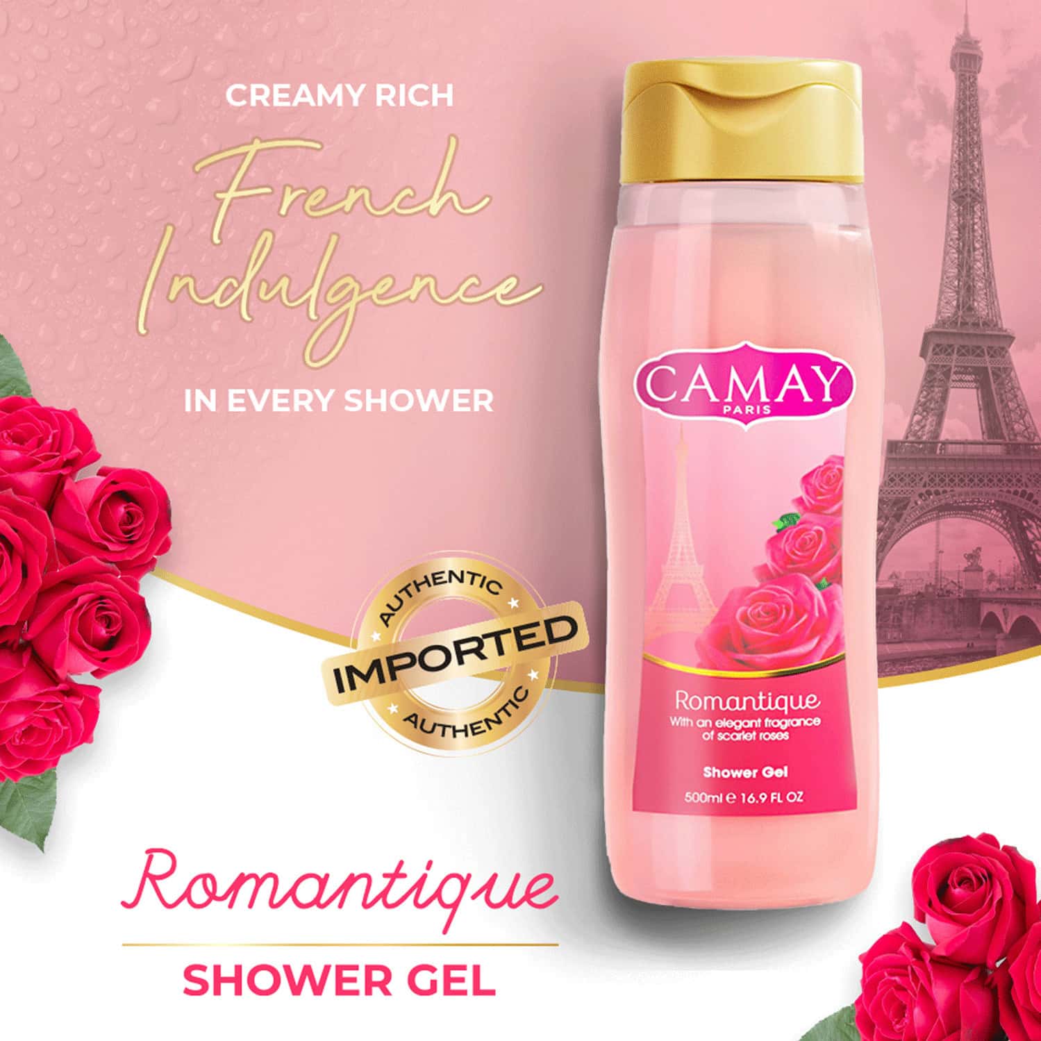 Buy CAMAY PARIS ROMANTIQUE ROSE SHOWER GEL WITH NATURAL OILS, LONG ...