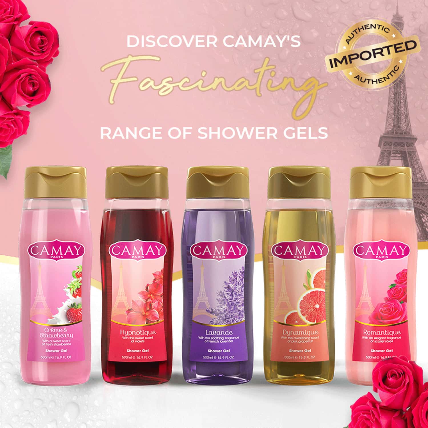 Buy CAMAY PARIS ROMANTIQUE ROSE SHOWER GEL WITH NATURAL OILS, LONG ...