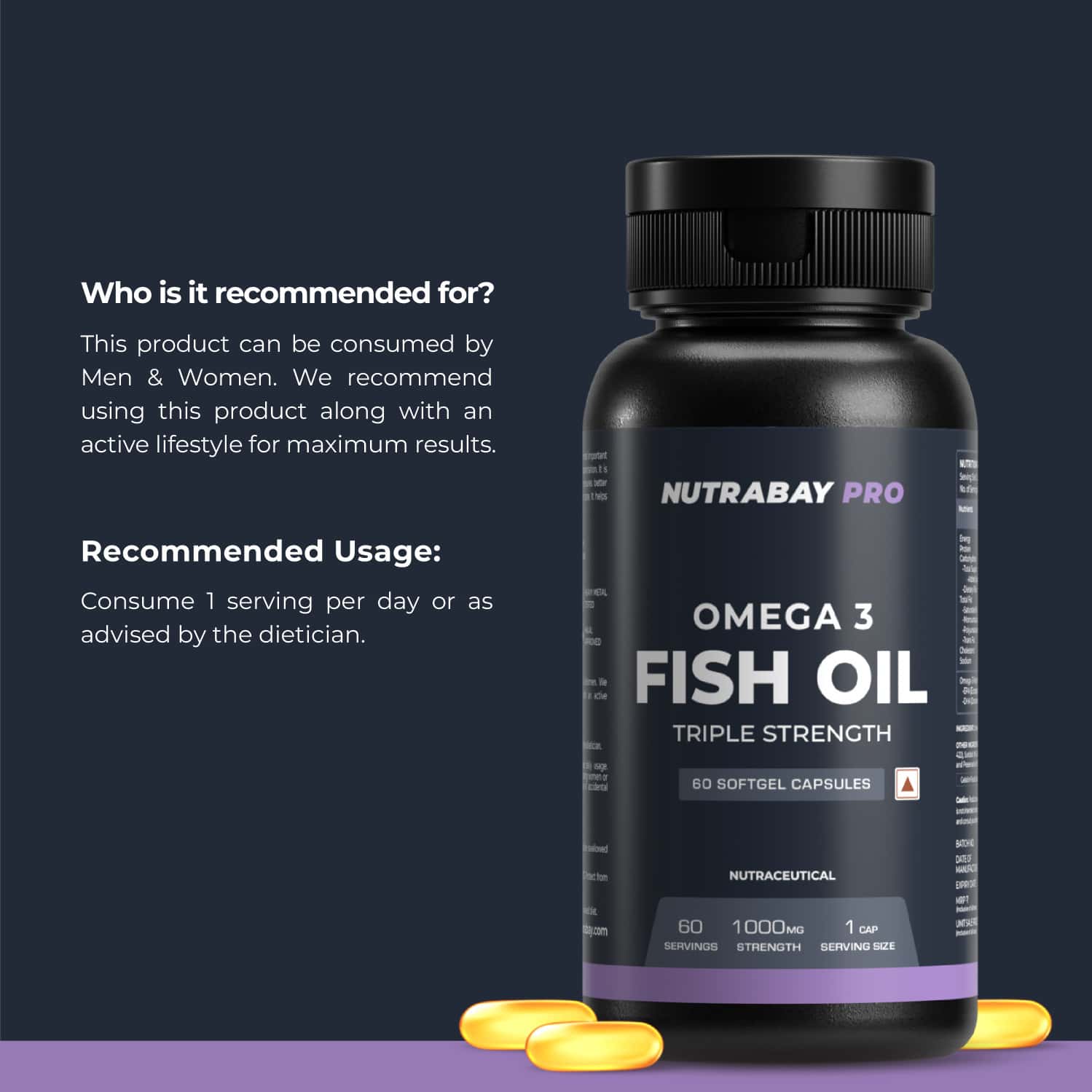 Buy NUTRABAY PRO FISH OIL OMEGA 3 (TRIPLE STRENGTH) - 1000MG - 60 ...