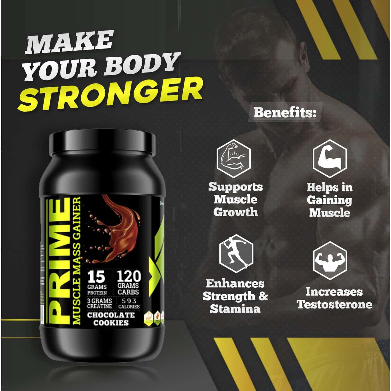 Buy BIGFLEX PRIME MASS GAINER (CHOCOLATE COOKIES) (1KG) Online & Get ...
