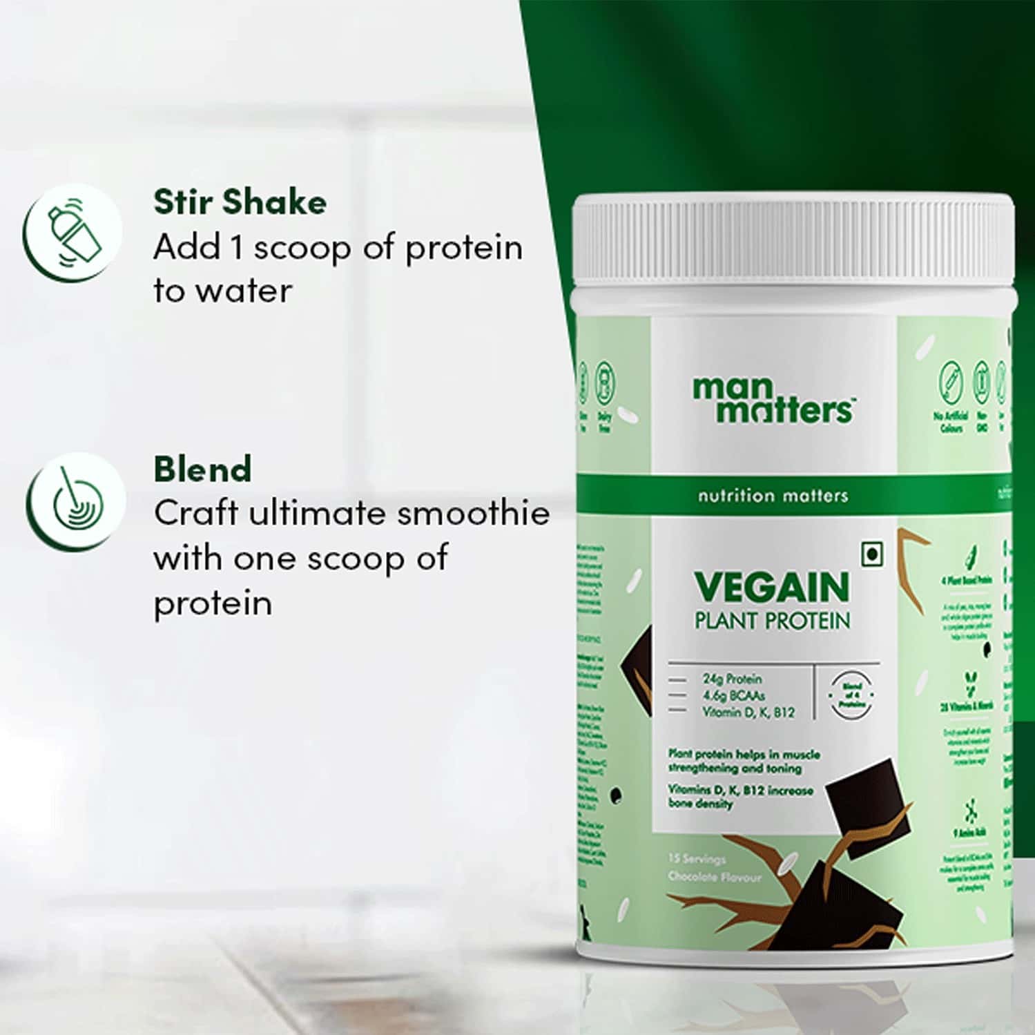 Buy MAN MATTERS VEGAIN PLANT PROTEIN POWDER 500G Online & Get Upto 60% ...