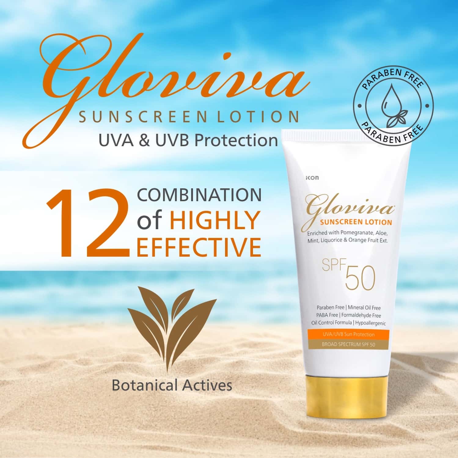 Buy GLOVIVA SUNSCREEN LOTION (SPF 50) 50 ML | WITH ALOE VERA | UVA ...