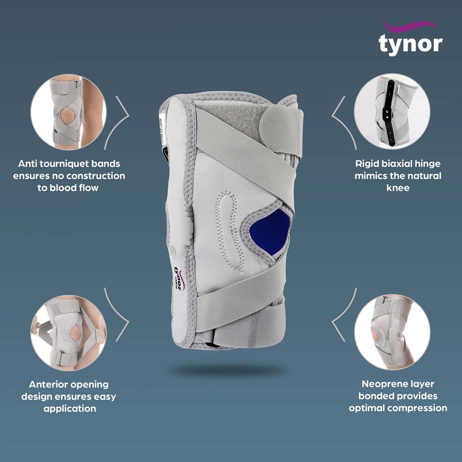 Buy TYNOR OA KNEE SUPPORT (NEO), GREY, LEFT, LARGE, 1 UNIT Online & Get ...