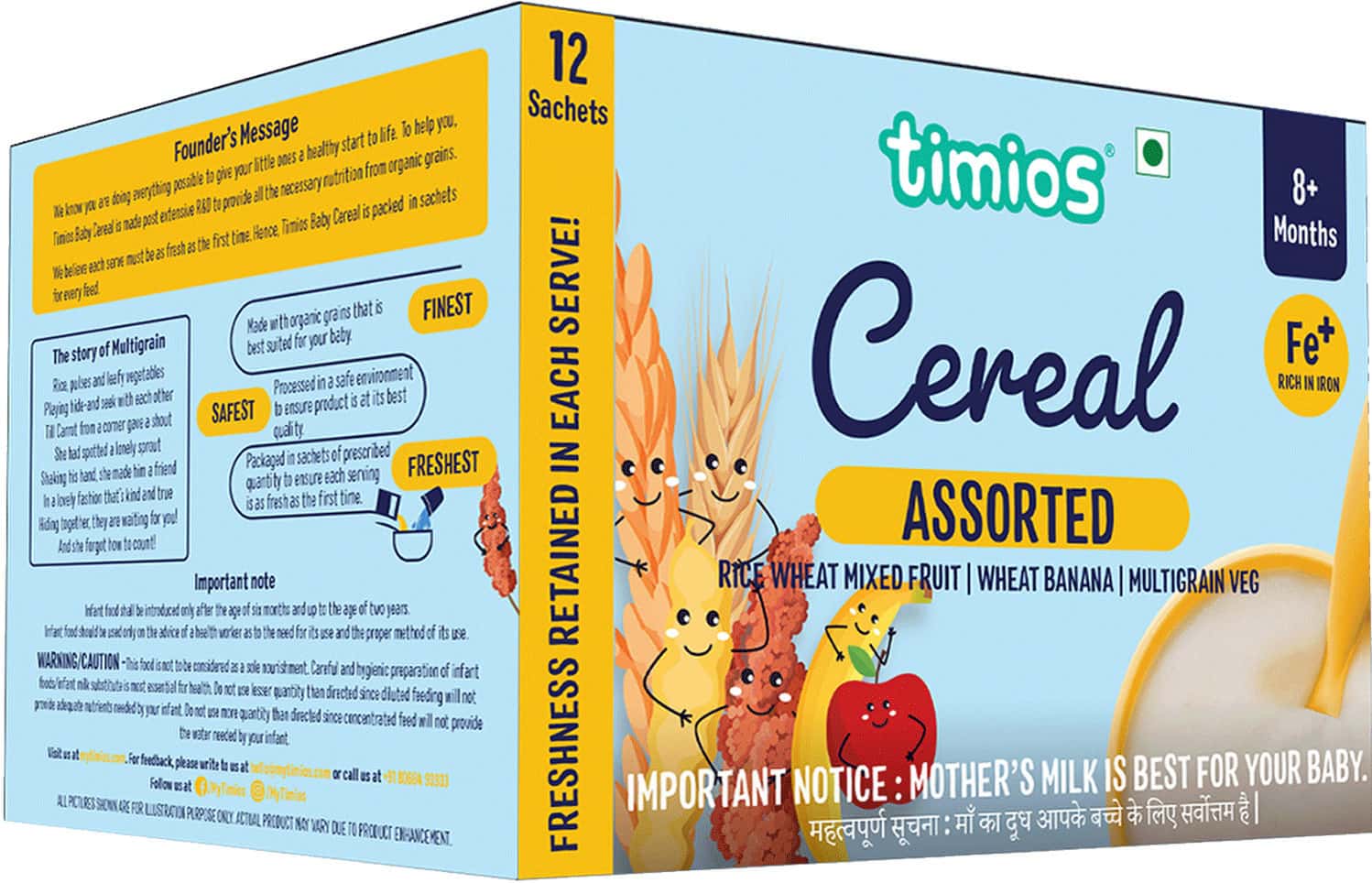 Buy TIMIOS BABY CEREAL - ASSORTED PACK FOR 8+ MONTHS 300G Online & Get ...