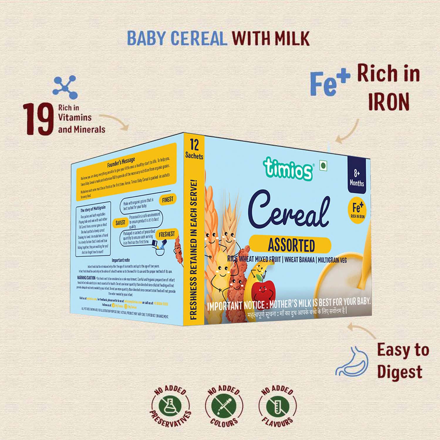 Buy TIMIOS BABY CEREAL - ASSORTED PACK FOR 8+ MONTHS 300G Online & Get ...