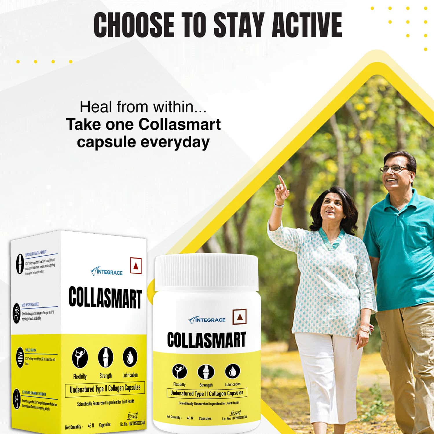 Buy COLLASMART UC - UNDENATURED TYPE TWO COLLAGEN CAPSULES - JAR OF 45 ...