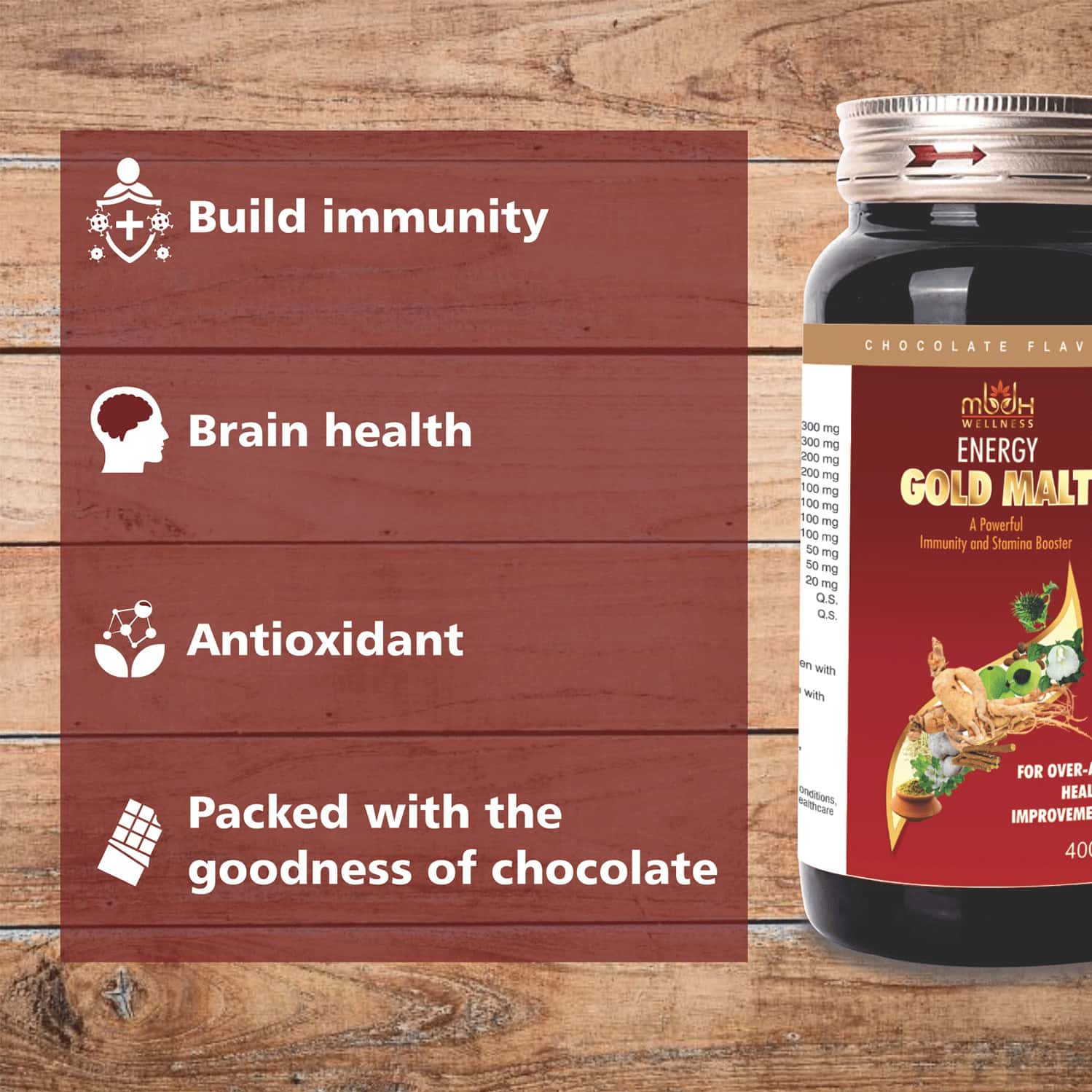 Buy Mbdhwellness Energy Gold Malt Herbal Immunity And Chocolate Flavor